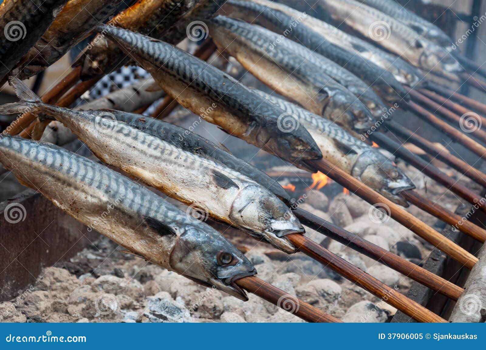 Fish on fire stock image. Image of diet, ingredient, food - 37906005