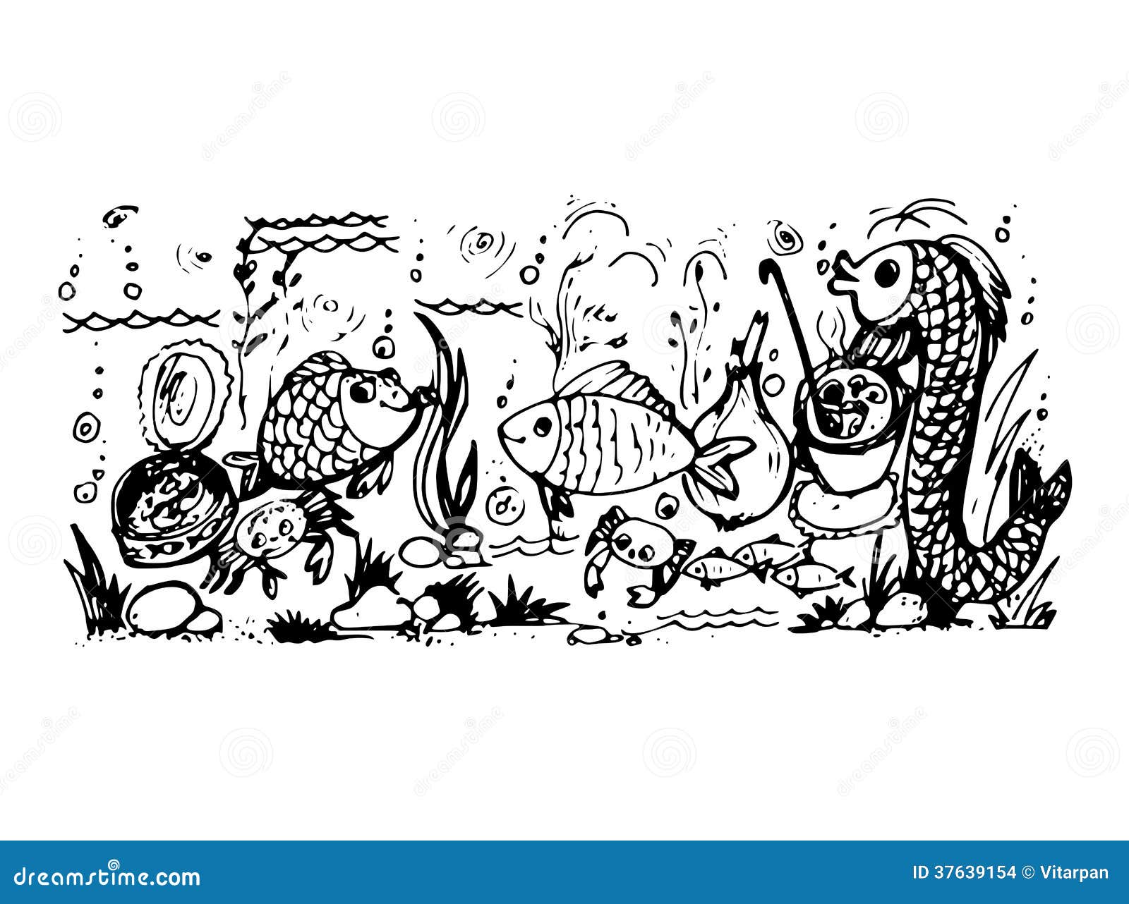 Fish and fish dishes stock vector. Illustration of lake - 37639154