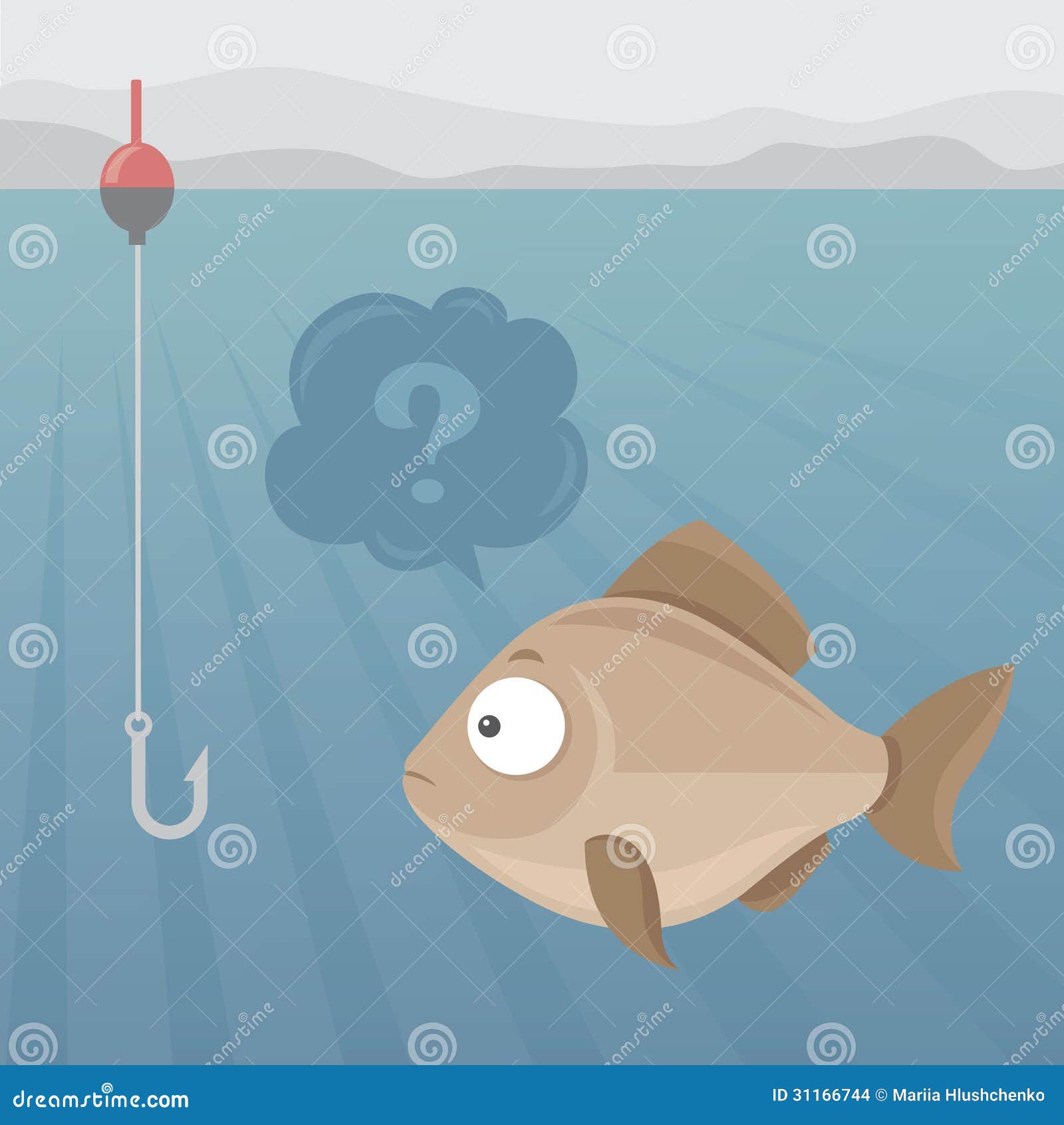 Fish and fishhook stock vector. Illustration of fish - 31166744