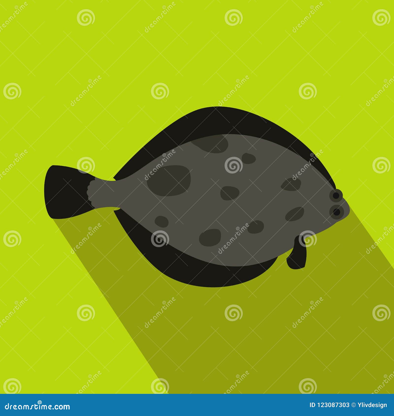 Fish Flounder Icon, Flat Style Stock Illustration - Illustration of ...