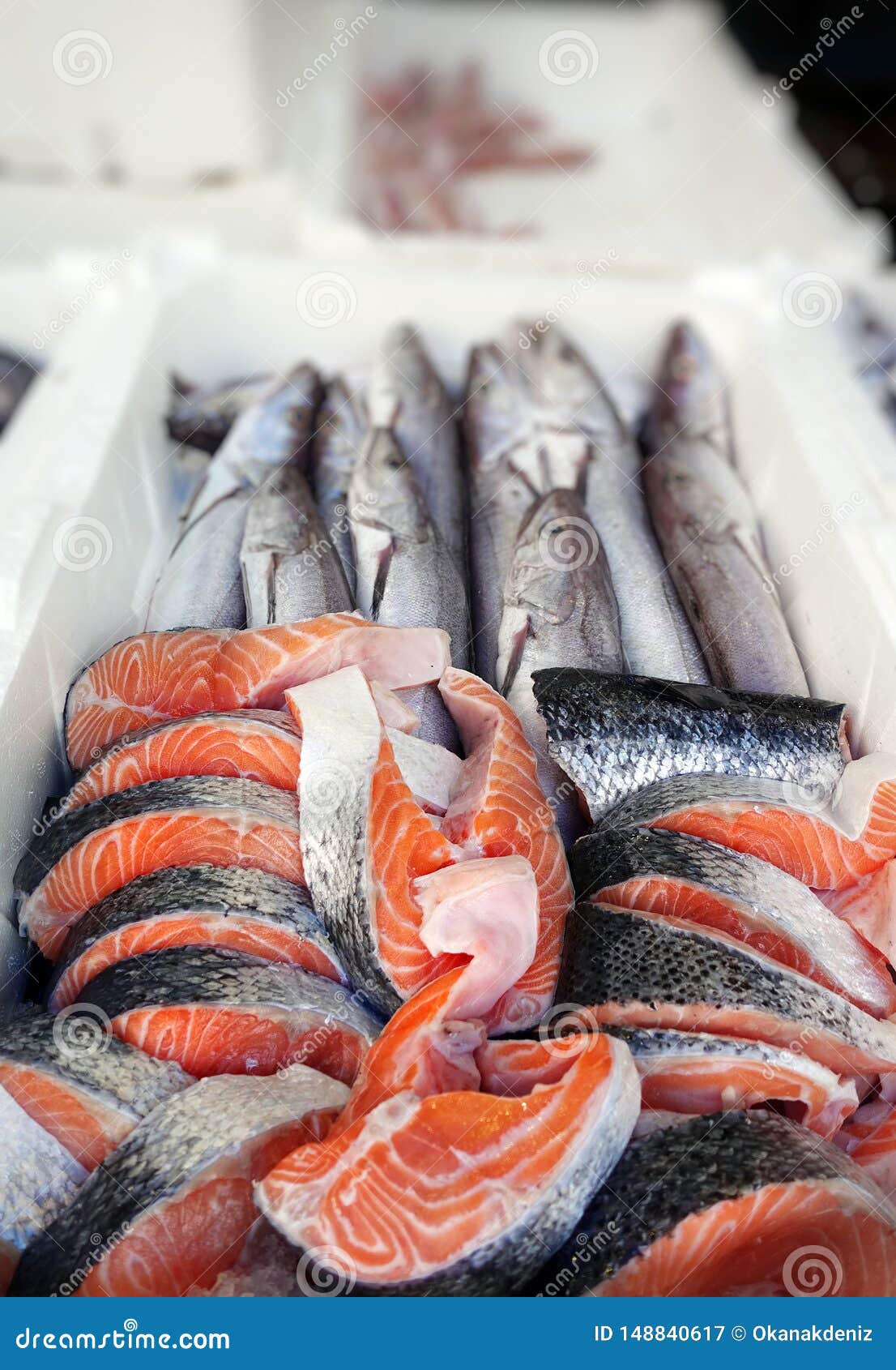 Fish Food in a Fish Market Stand Stock Image - Image of ocean ...