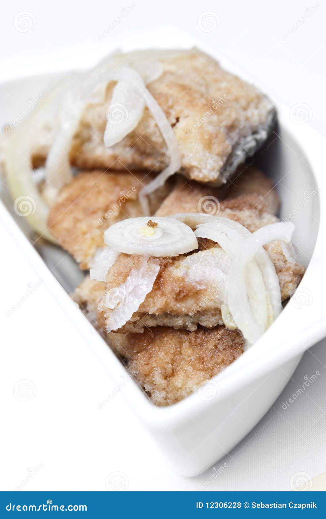 Fish food plate stock photo. Image of onions, ceramic - 12306228