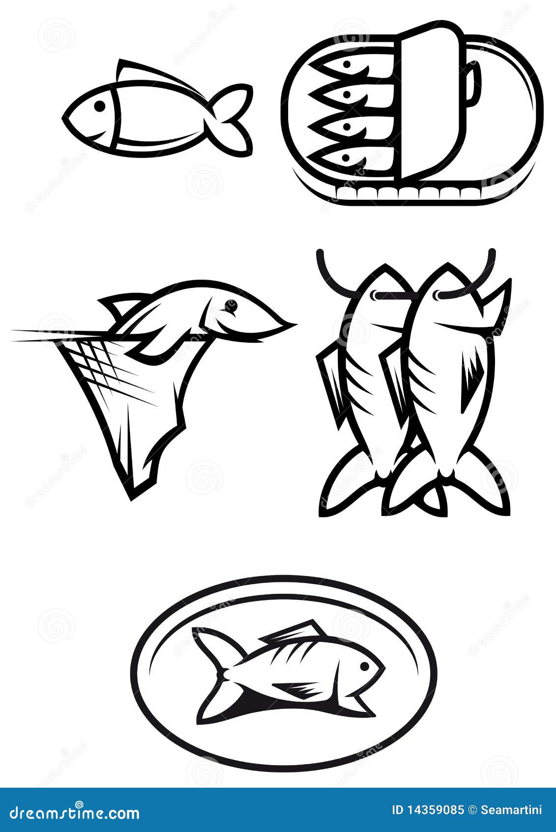 Fish food symbols stock vector. Illustration of fishing - 14359085