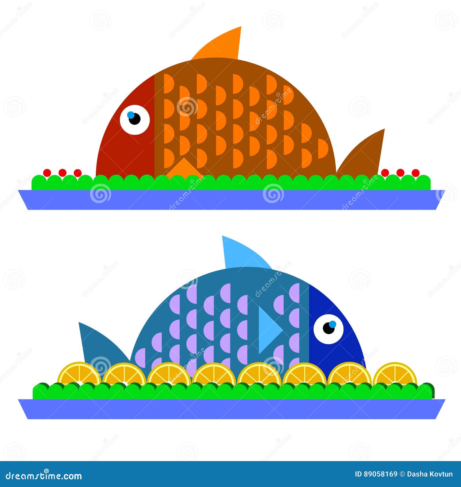 Fish Food Vector Dinner Dish Plate Stock Vector - Illustration of ...