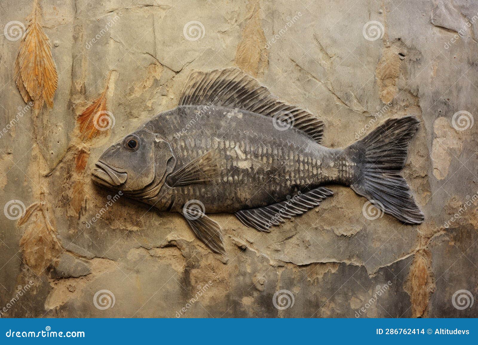 Fish Fossil Preserved in a Shale Rock Layer Stock Photo - Image of rock ...