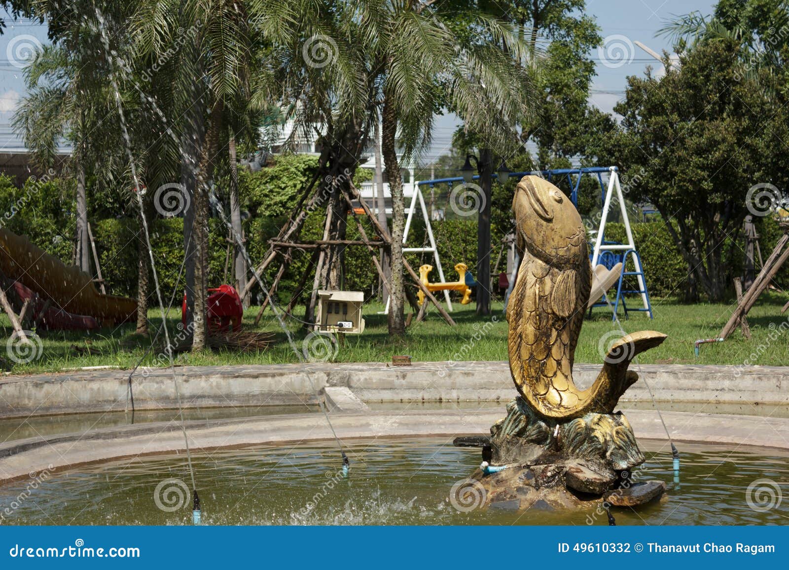 Fish fountain model stock photo. Image of outdoors, fish - 49610332
