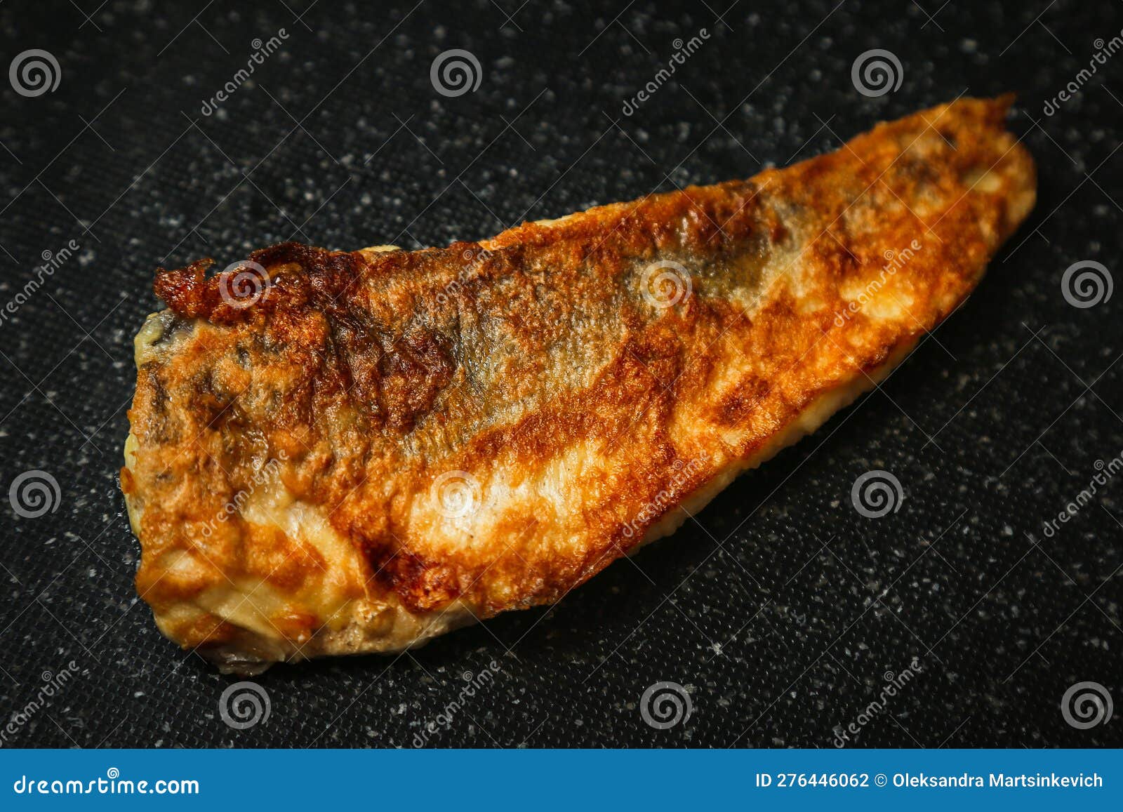 Fish Fried Hake Black Background Stock Photo - Image of epicurean ...