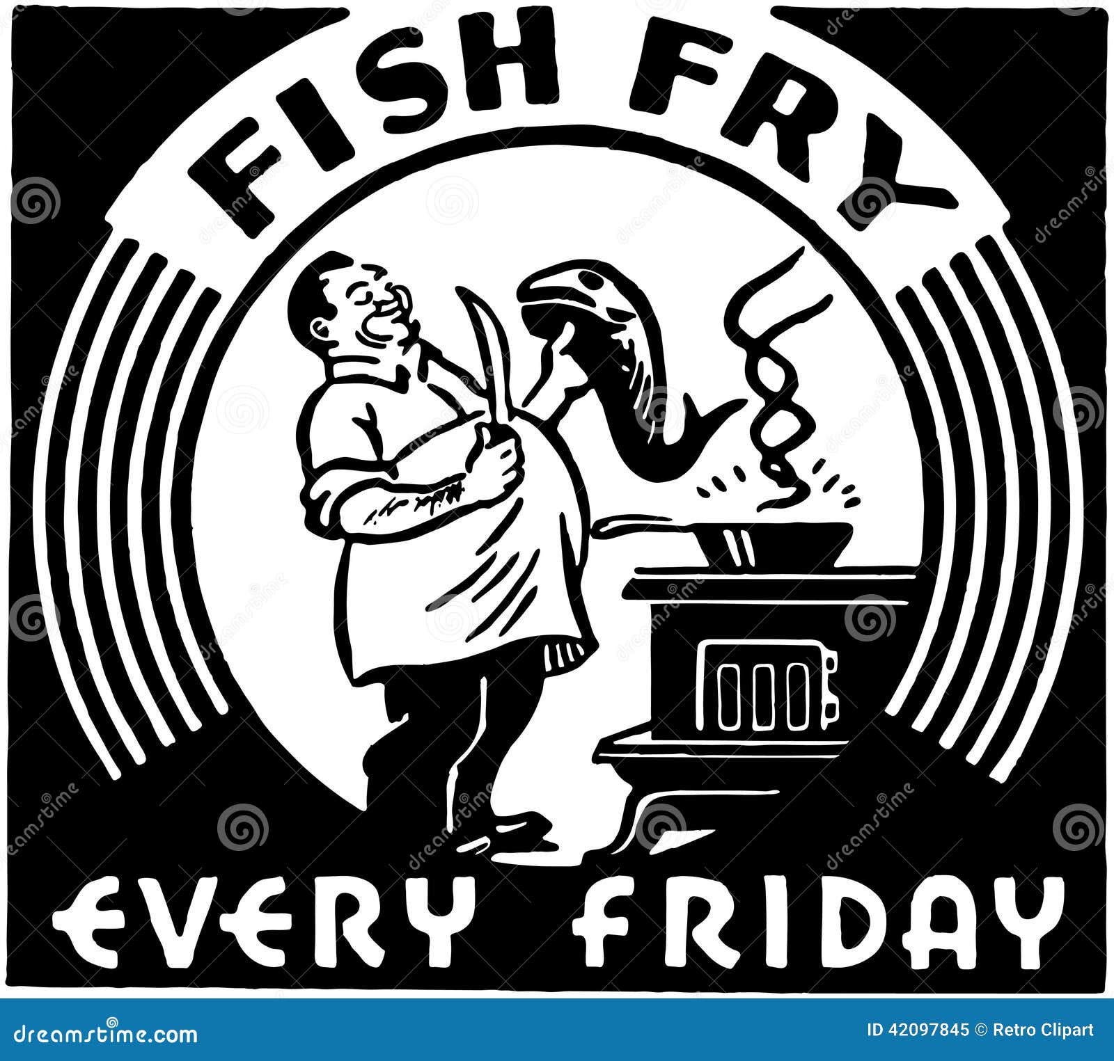 Fish Fry stock vector. Illustration of pans, meals, aromas - 42097845