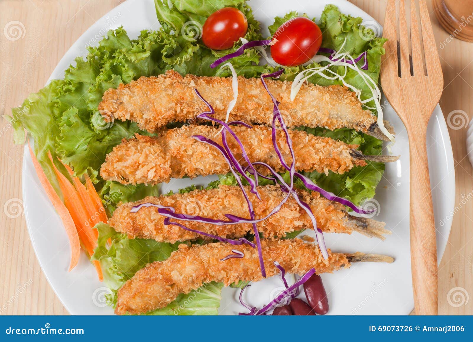 Fish Fry in Plate on Wood Table Stock Photo - Image of wood, lunch ...