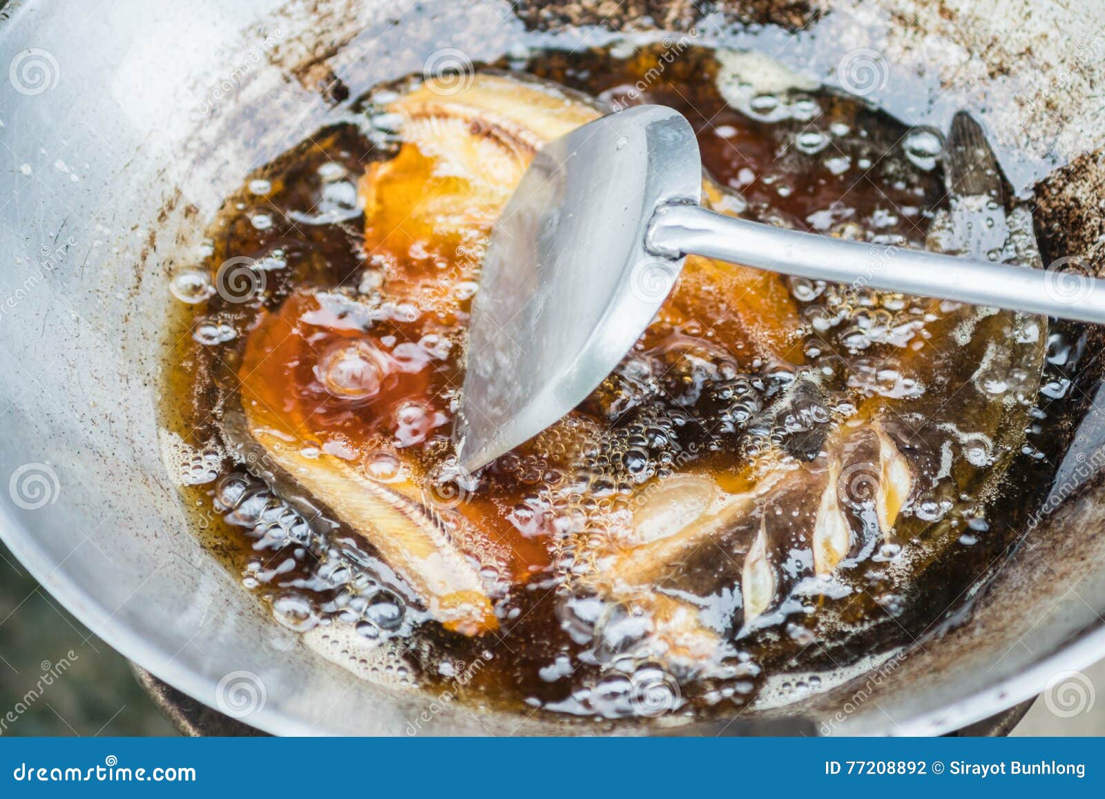 Fish Frying in Oil on the Fire Stock Photo - Image of fish, deep: 77208892