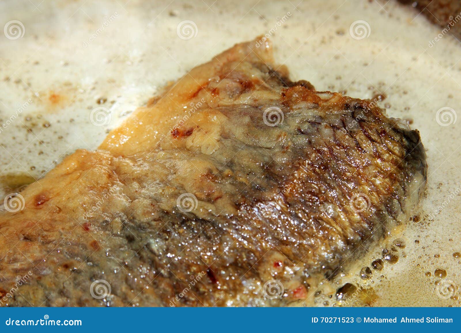 Fish frying in pan stock image. Image of preparation - 70271523
