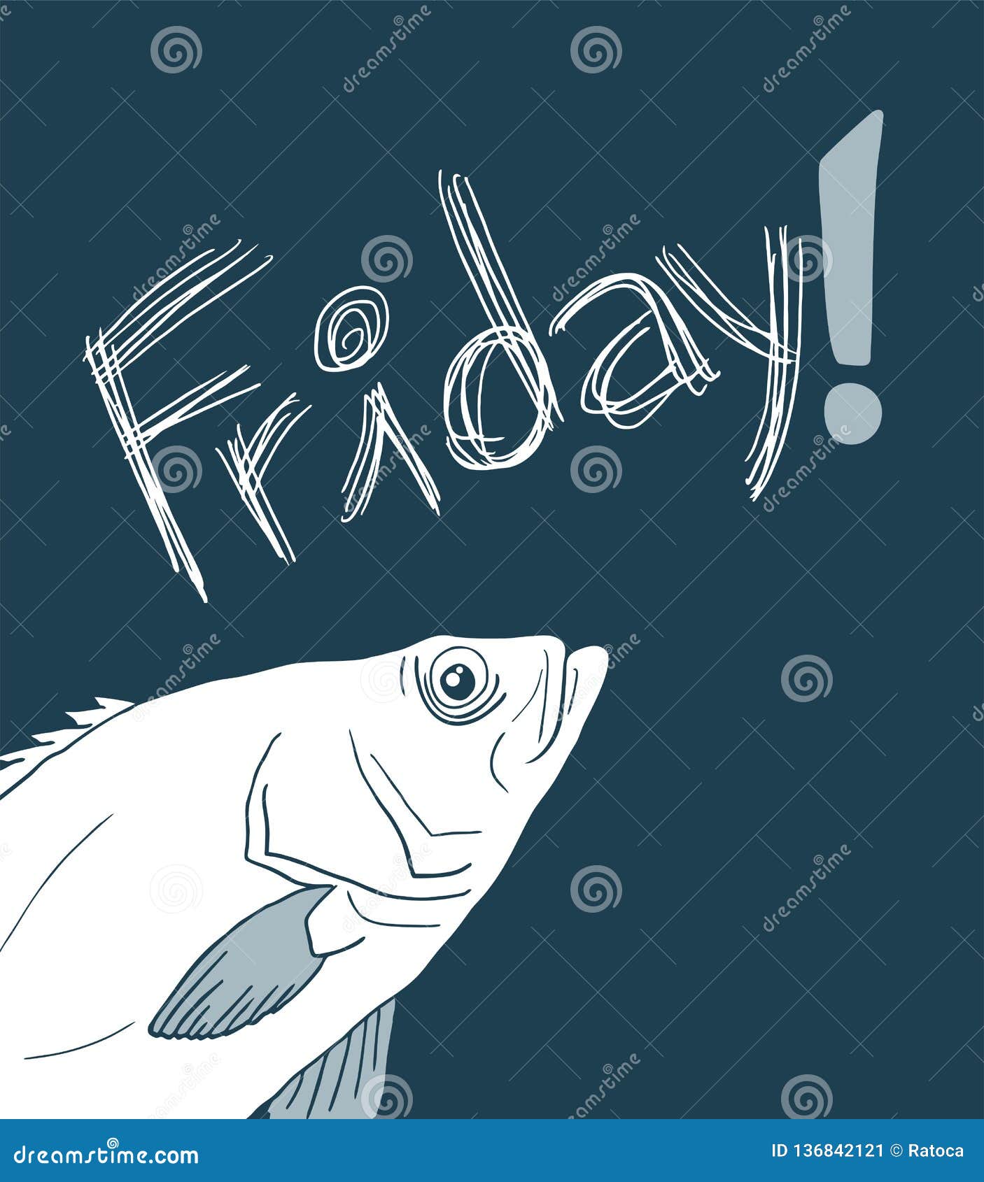 Fish and Funny Friday Message Design Stock Vector - Illustration of ...
