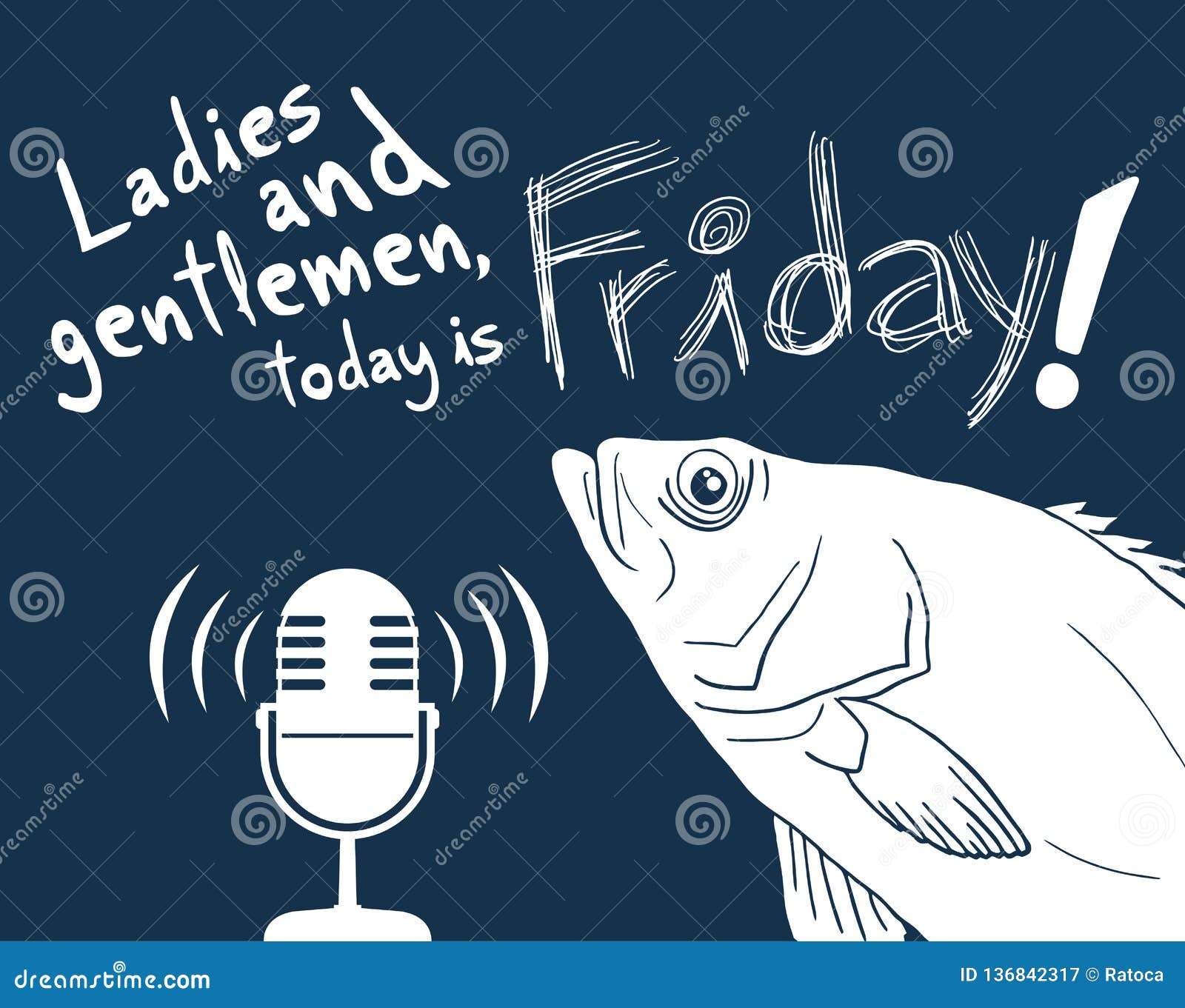 Fish and Funny Friday Message Design Stock Vector - Illustration of ...