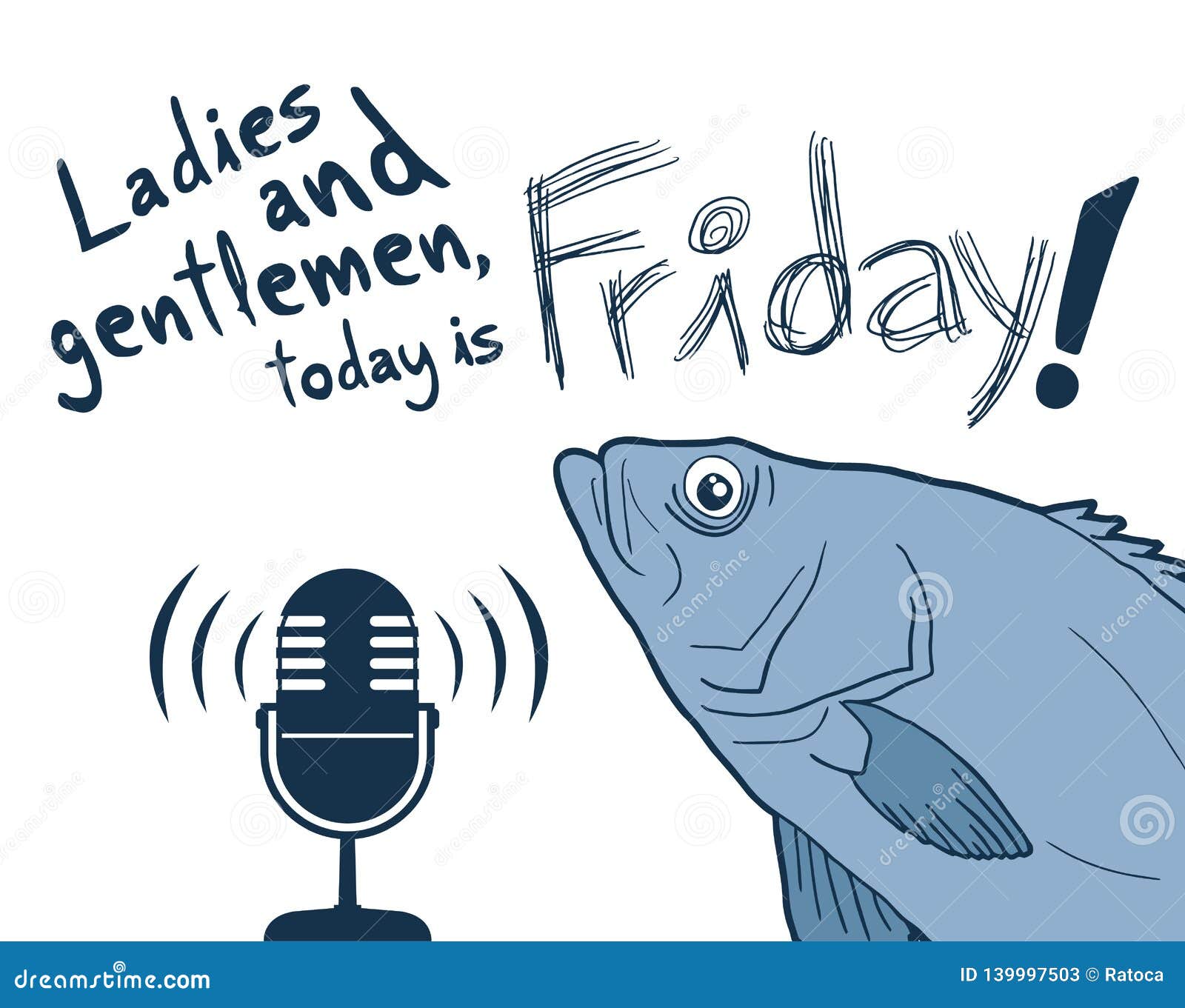 Fish and Funny Friday Message Design Stock Vector - Illustration of ...