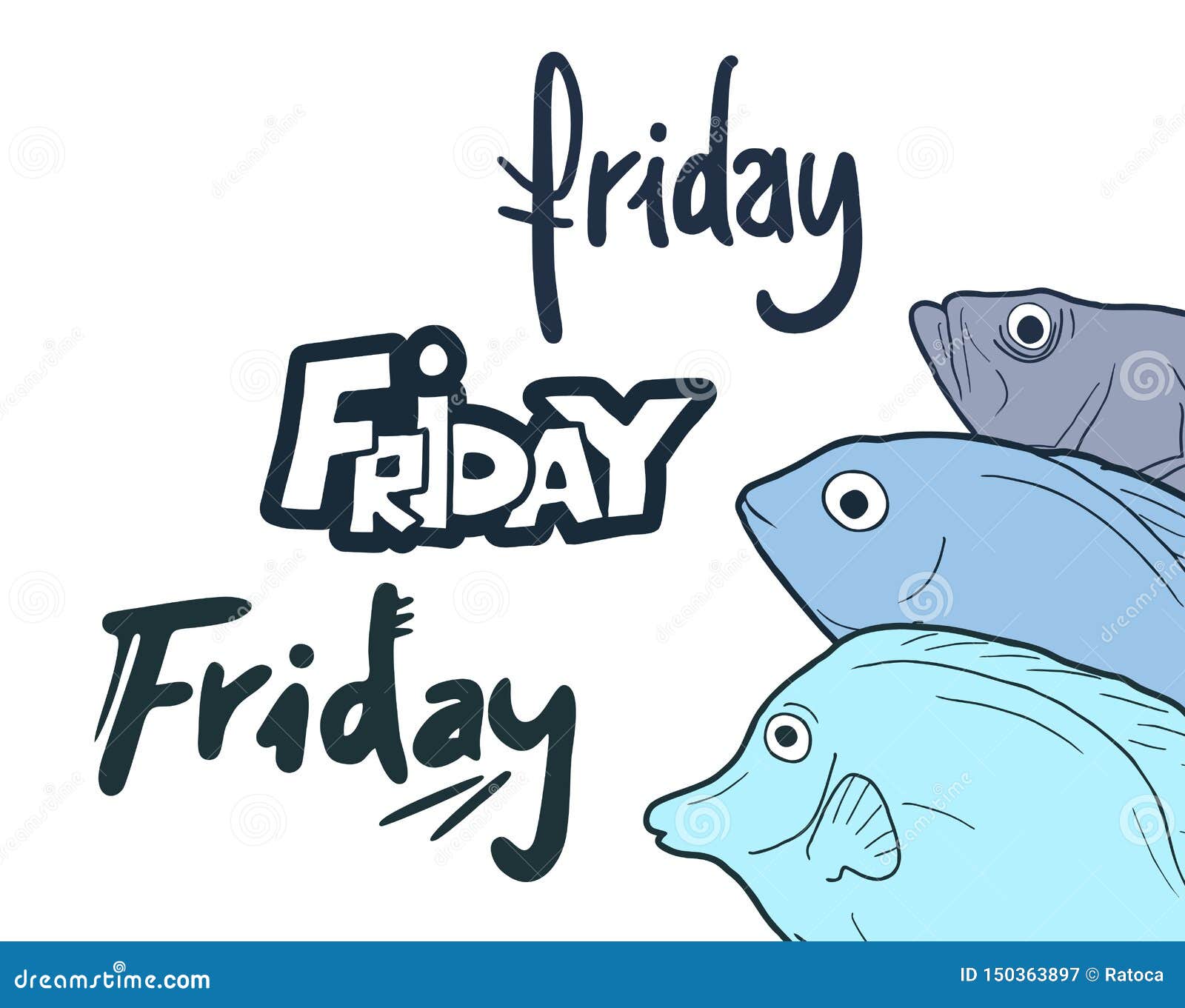 Fish and Funny Friday Message Design Stock Vector - Illustration of ...