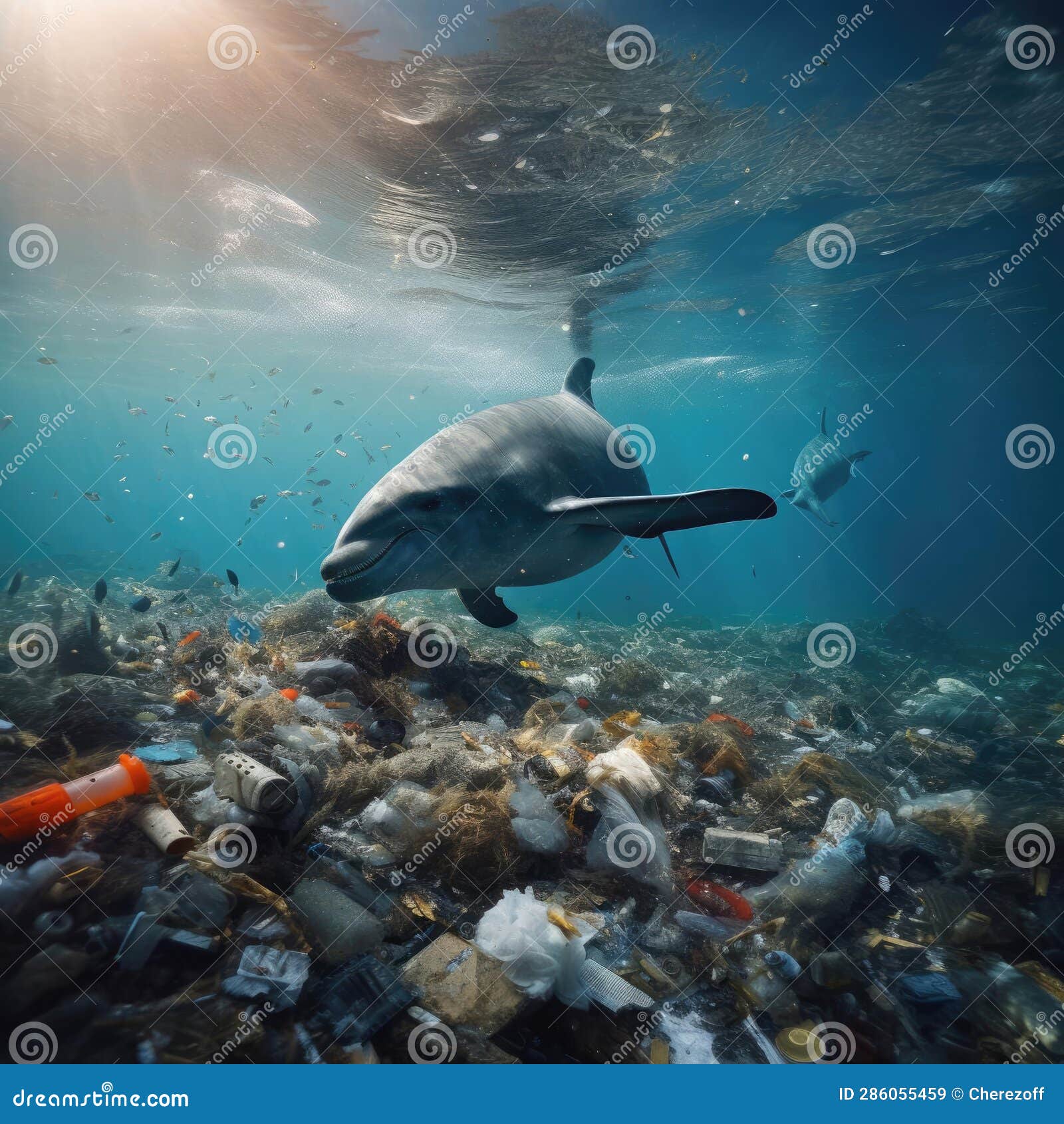 Fish in Garbage in the Ocean Stock Image - Image of animal, trash ...