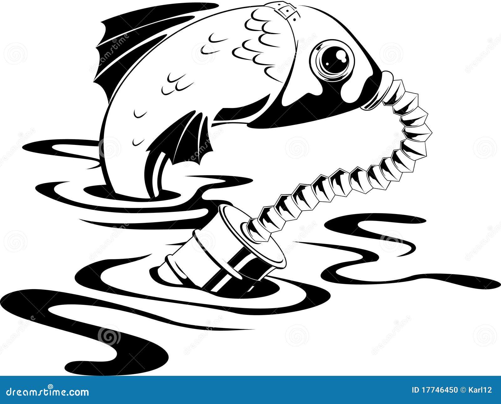 Fish With Gas Mask In A Polluted Ocean Royalty-Free Illustration ...