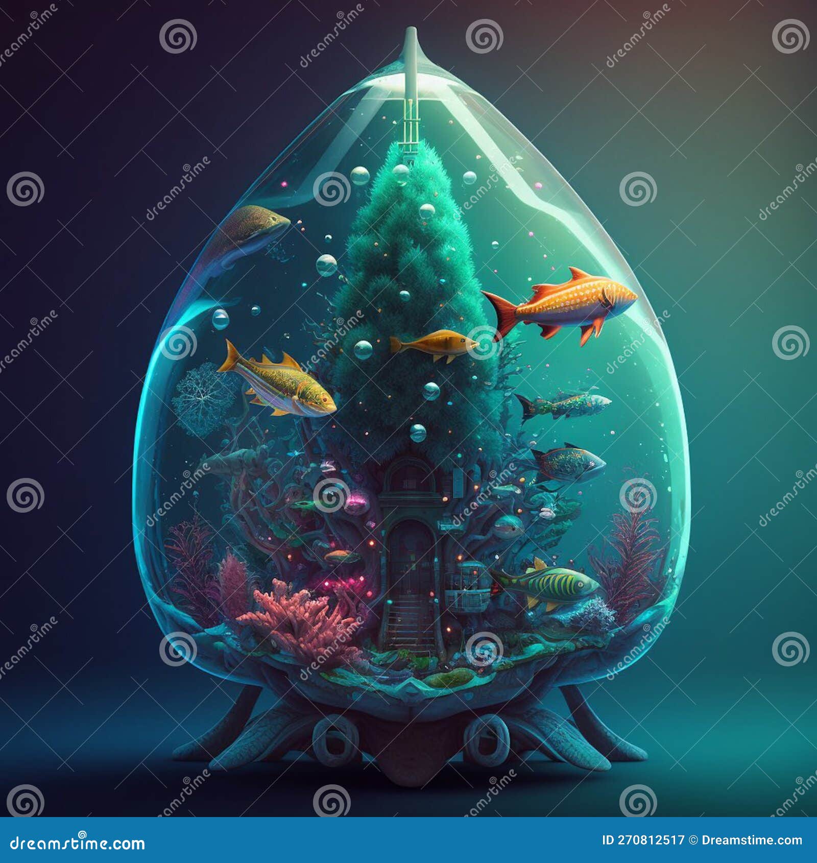 A Fish in a Glass Bowl with a Fish Inside. Stock Illustration ...