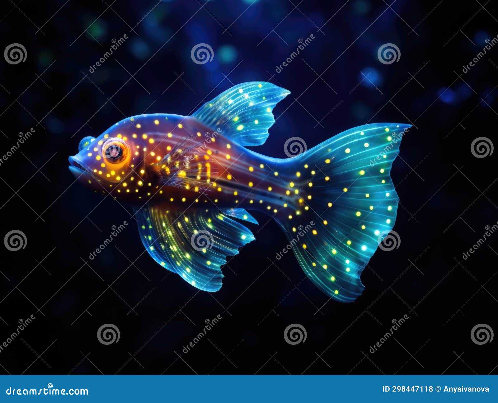 A Fish that is Glowing in the Dark, Celestial Fantasy Fish Deep in ...