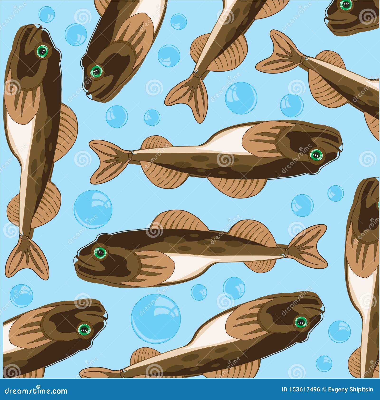 Fish Goby on Turn Blue Background with Bladder Stock Illustration ...