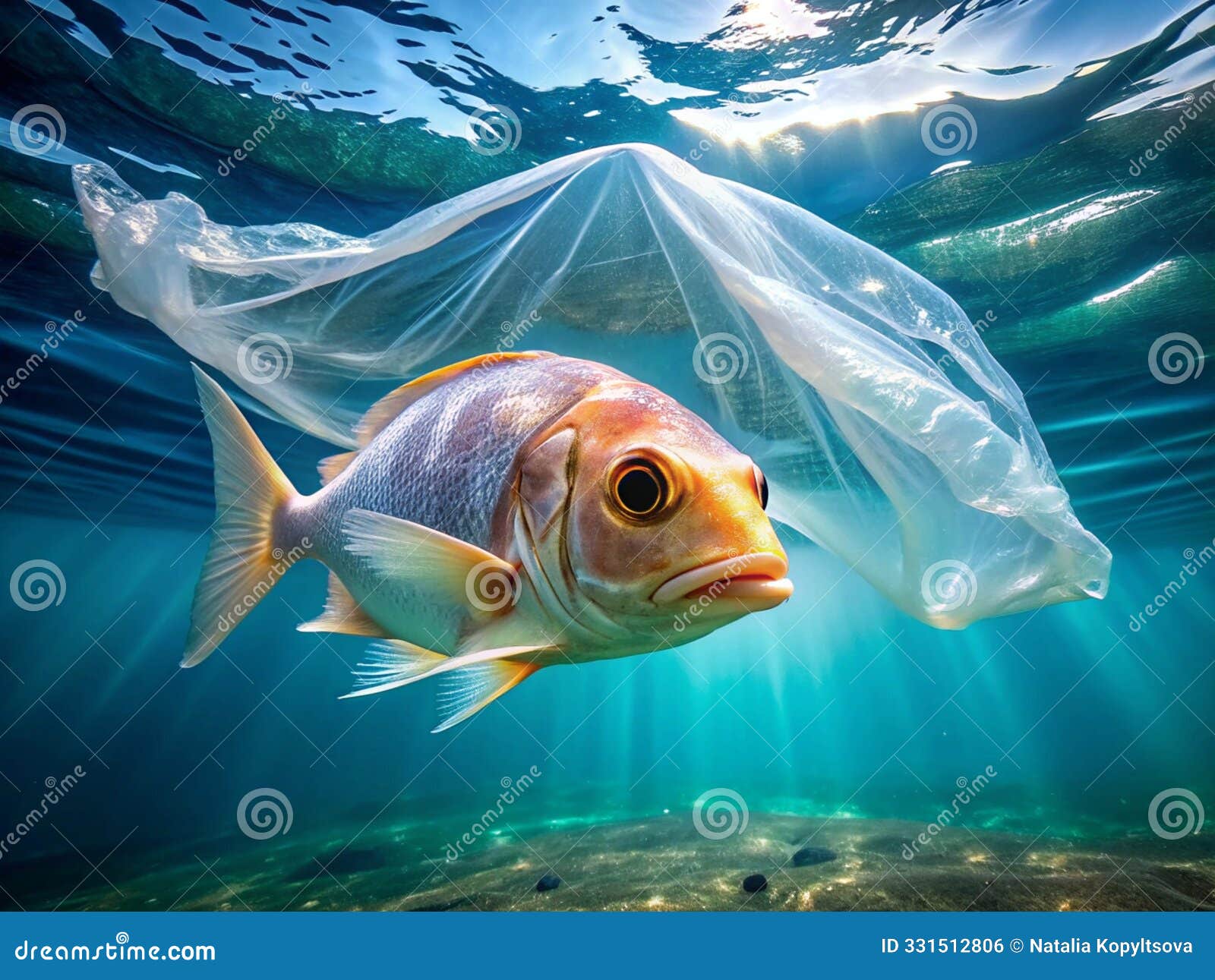 Fish Got Tangled in a Plastic Bag Underwater Concept of Global Problem ...