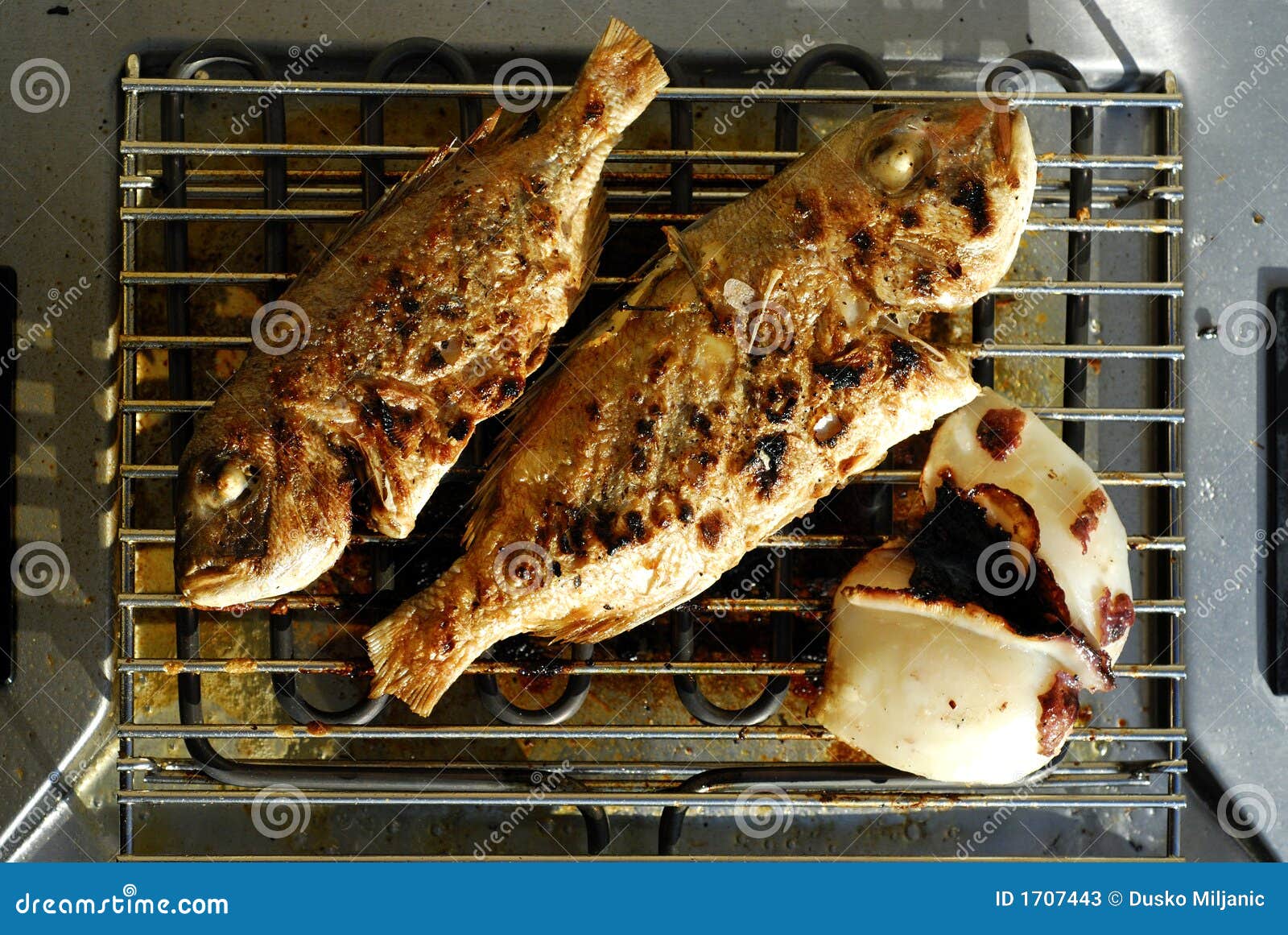 Fish grill stock image. Image of gourmet, food, mediterian - 1707443
