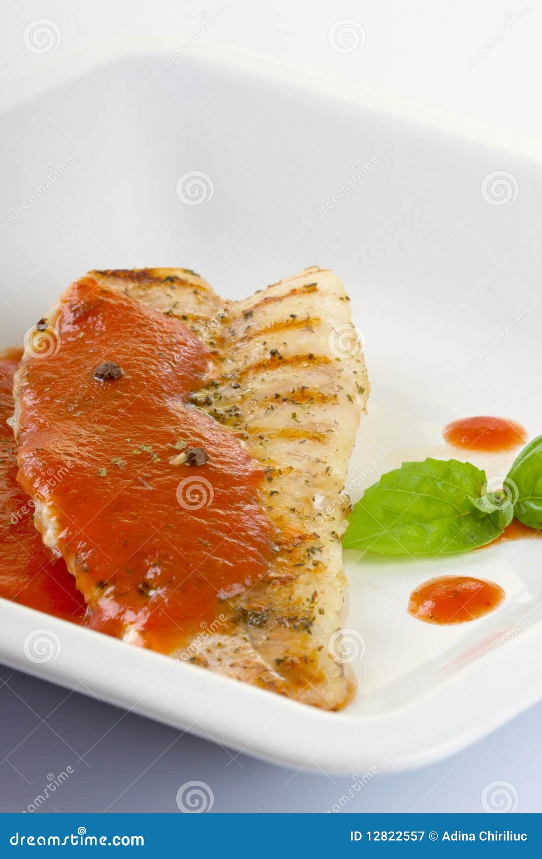 Fish Grill with Tomato Sauce Stock Image - Image of gourmet, baked ...