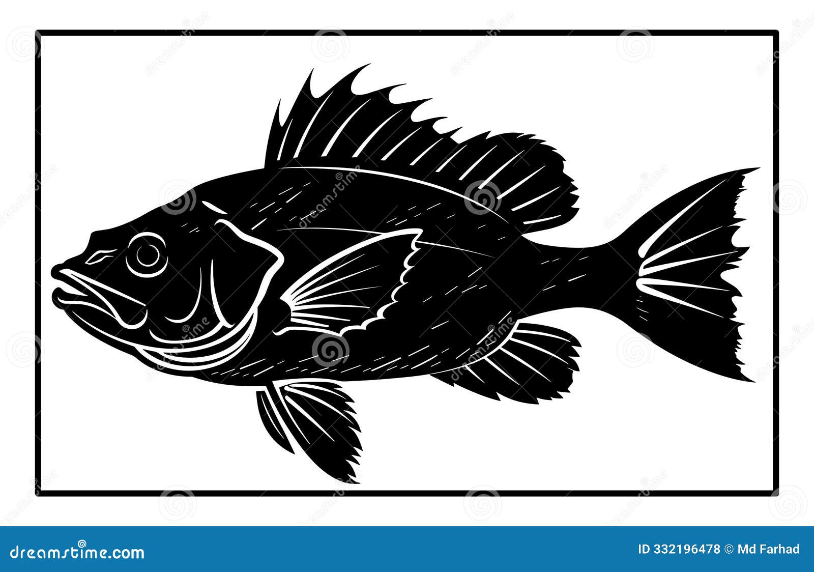 River Haddock Fish Silhouette. Fish Haddock Hand Drawn Illustration ...