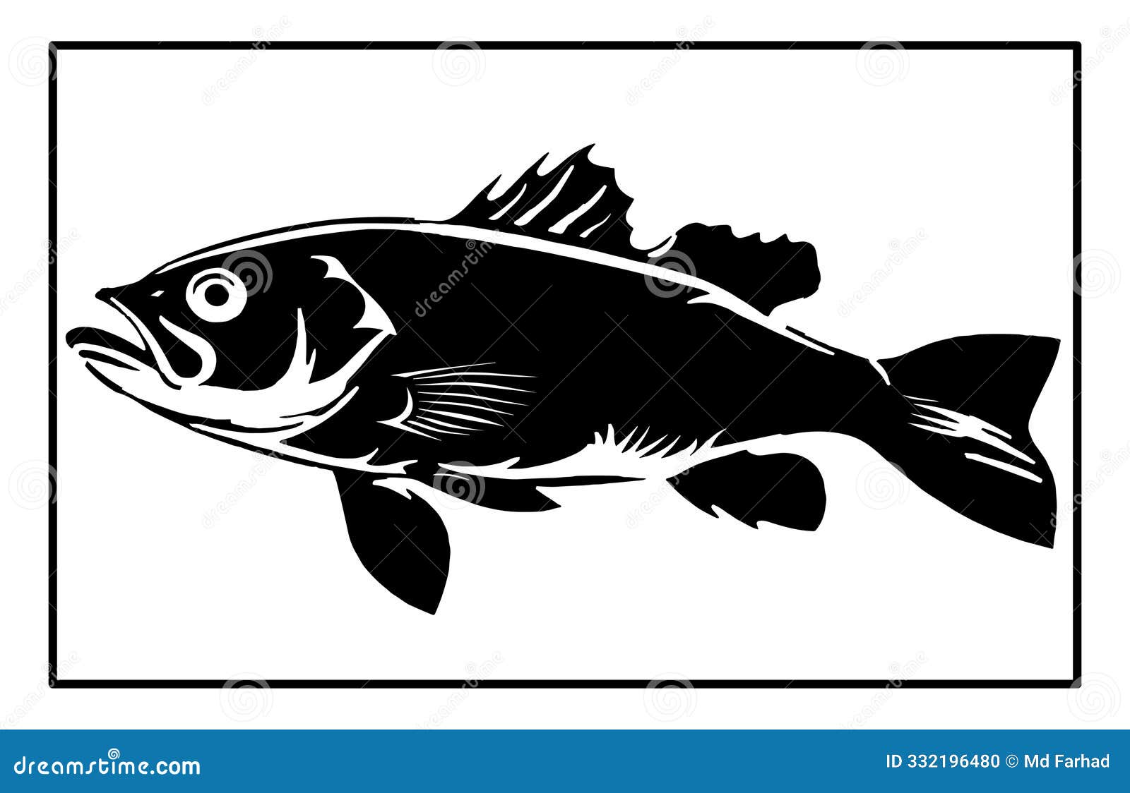 River Haddock Fish Silhouette. Fish Haddock Hand Drawn Illustration ...