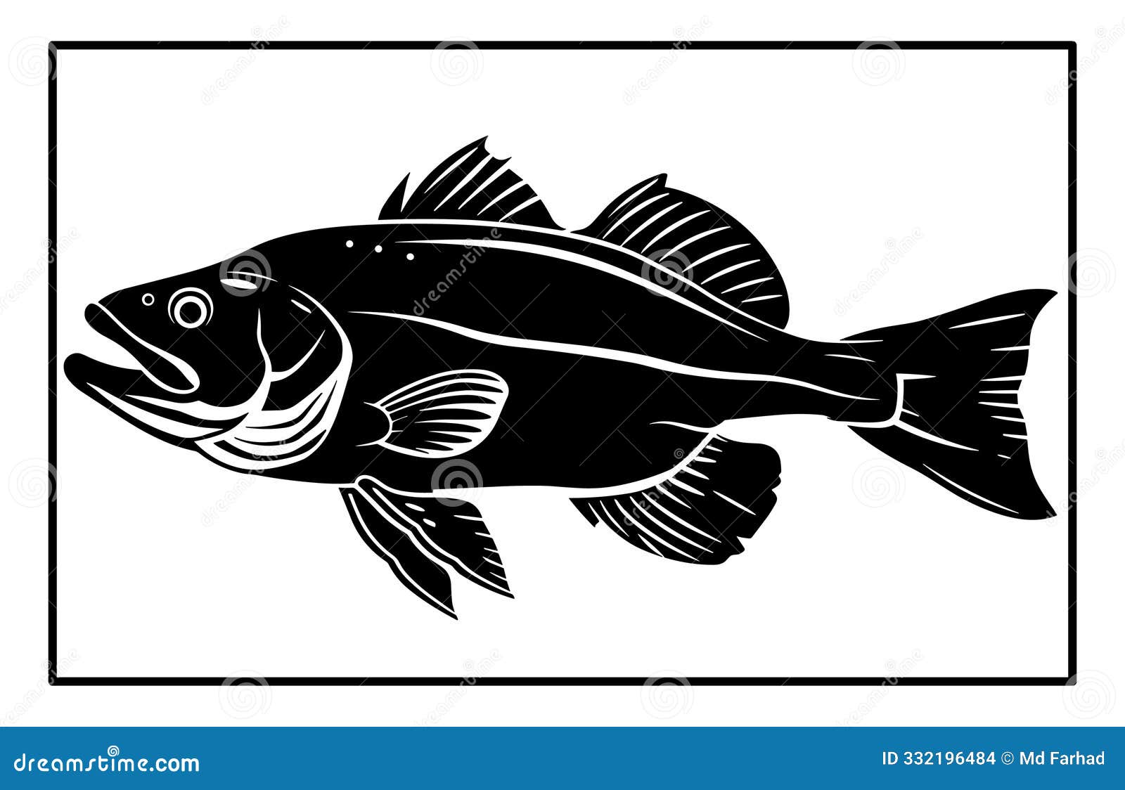 River Haddock Fish Silhouette. Fish Haddock Hand Drawn Illustration ...