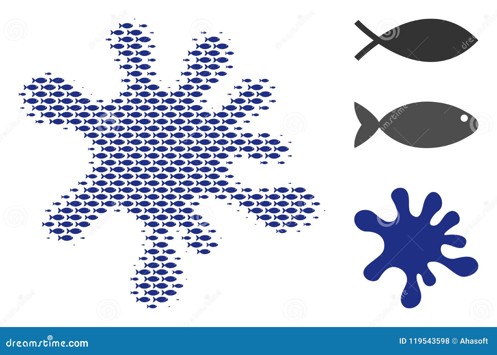 Fish Halftone Blot Composition Stock Vector - Illustration of splat ...