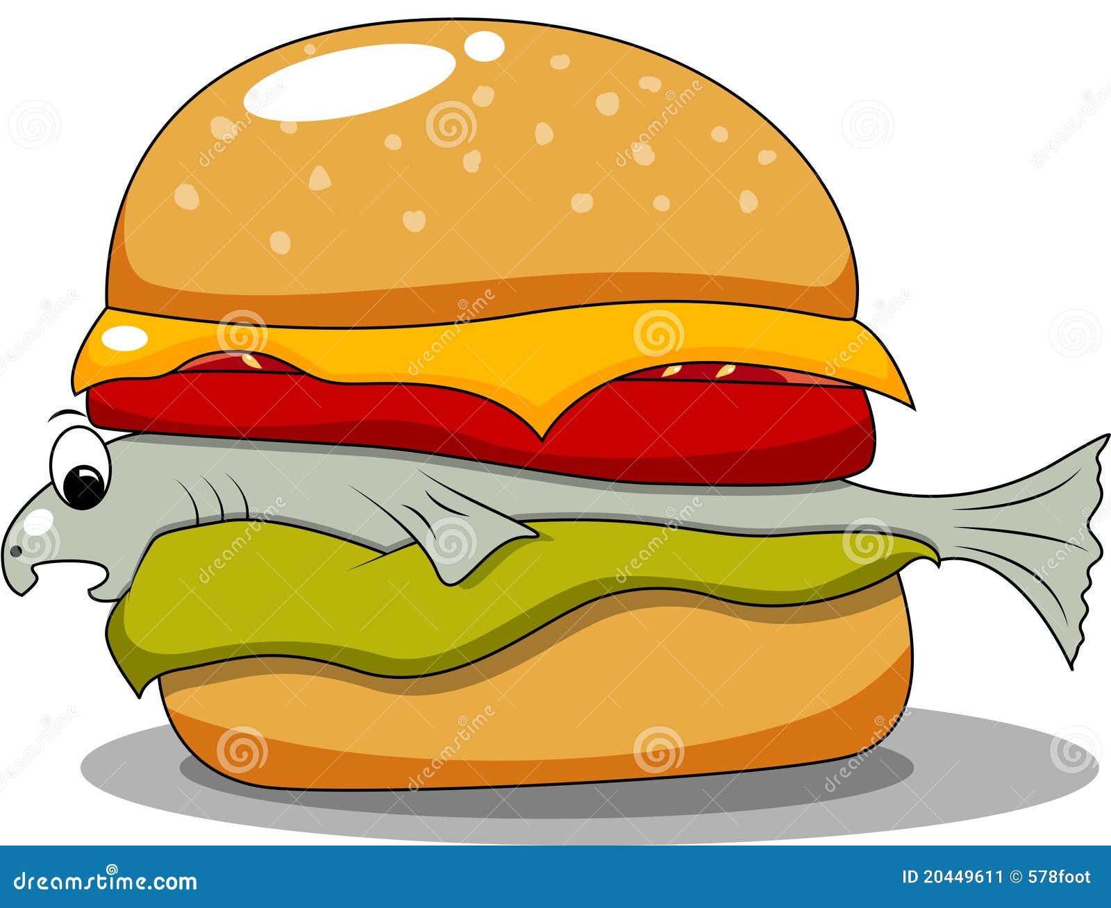 Fish hamburger stock vector. Illustration of lettuce - 20449611