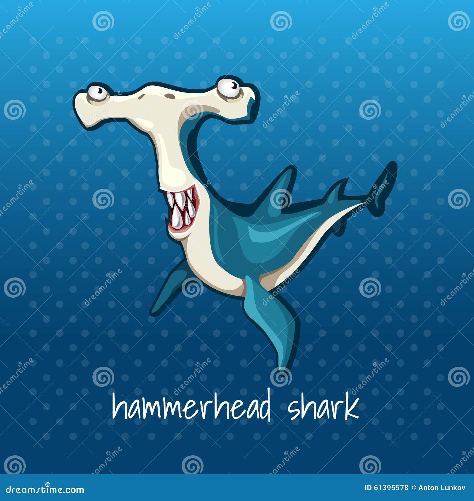 Fish Hammer Smiling on a Blue Background Stock Vector - Illustration of ...