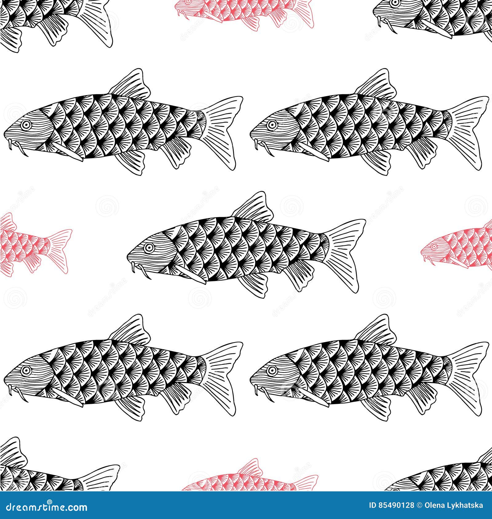 Sturgeon Hand Drawn Vector Illustration. Abstract Beluga Fish Sketch ...