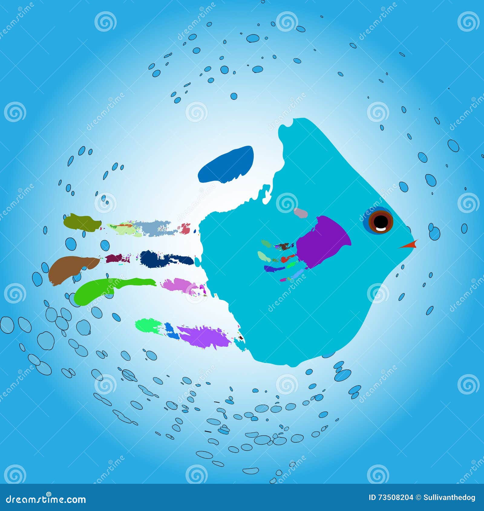 Fish from the hand print stock vector. Illustration of idea - 73508204
