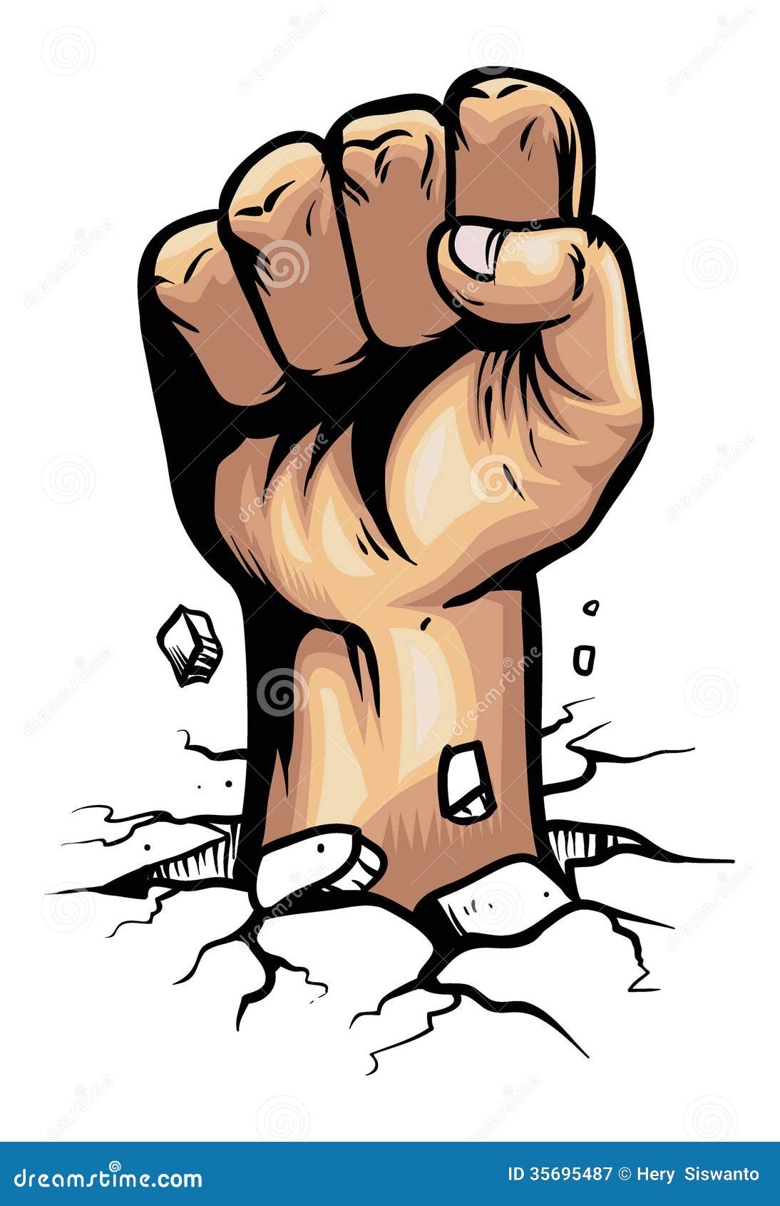 Fish Hand Smashing the Ground Stock Vector - Illustration of strong ...