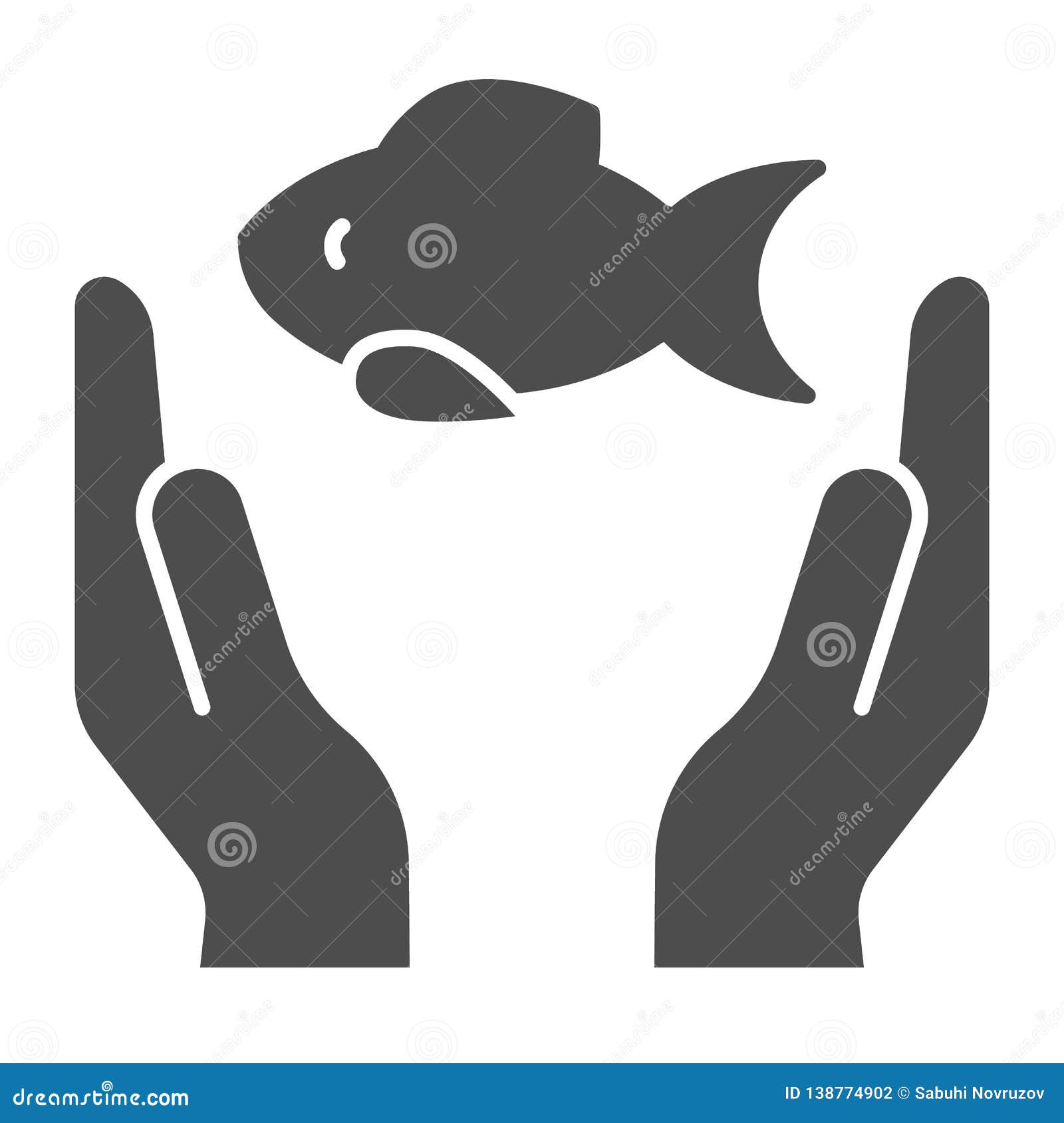 Fish in Hands Solid Icon. Fish and Arms Illustration Isolated on White ...