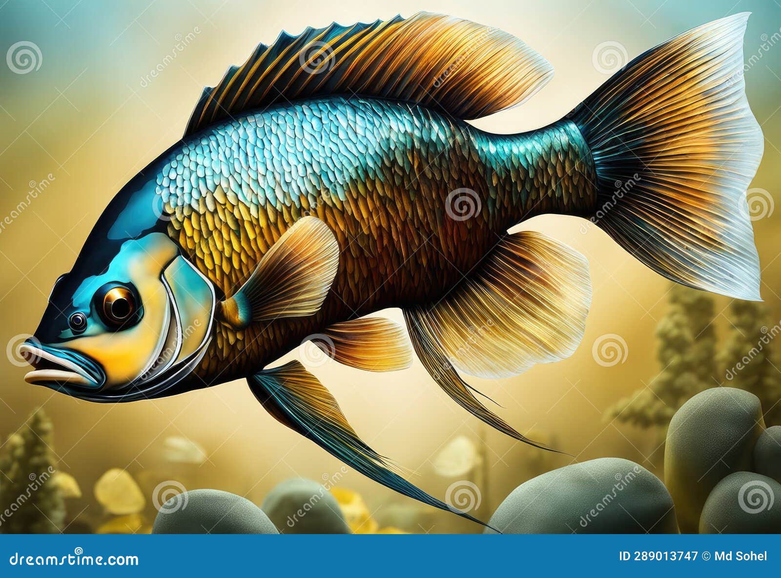 A Fish that Has a Long Beard and Mustache Stock Illustration ...