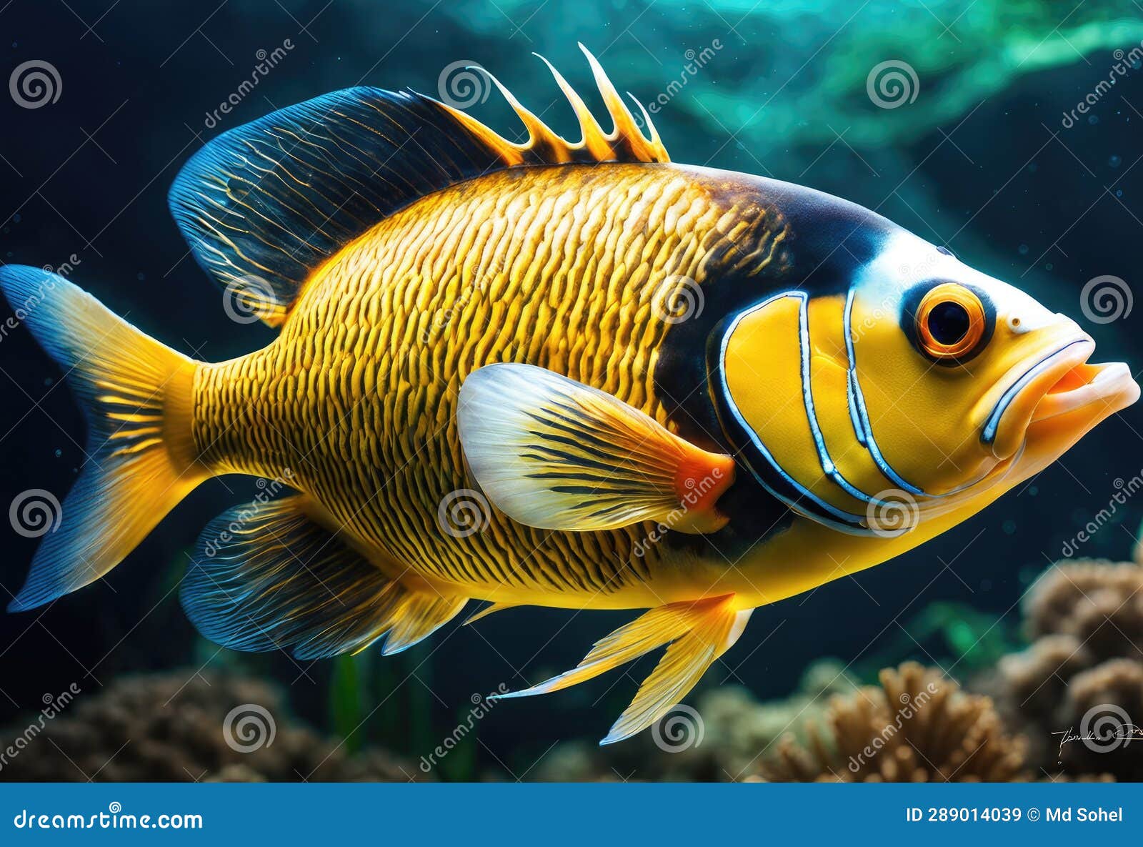 A Fish that Has a Smiley Face on Its Side Stock Illustration ...