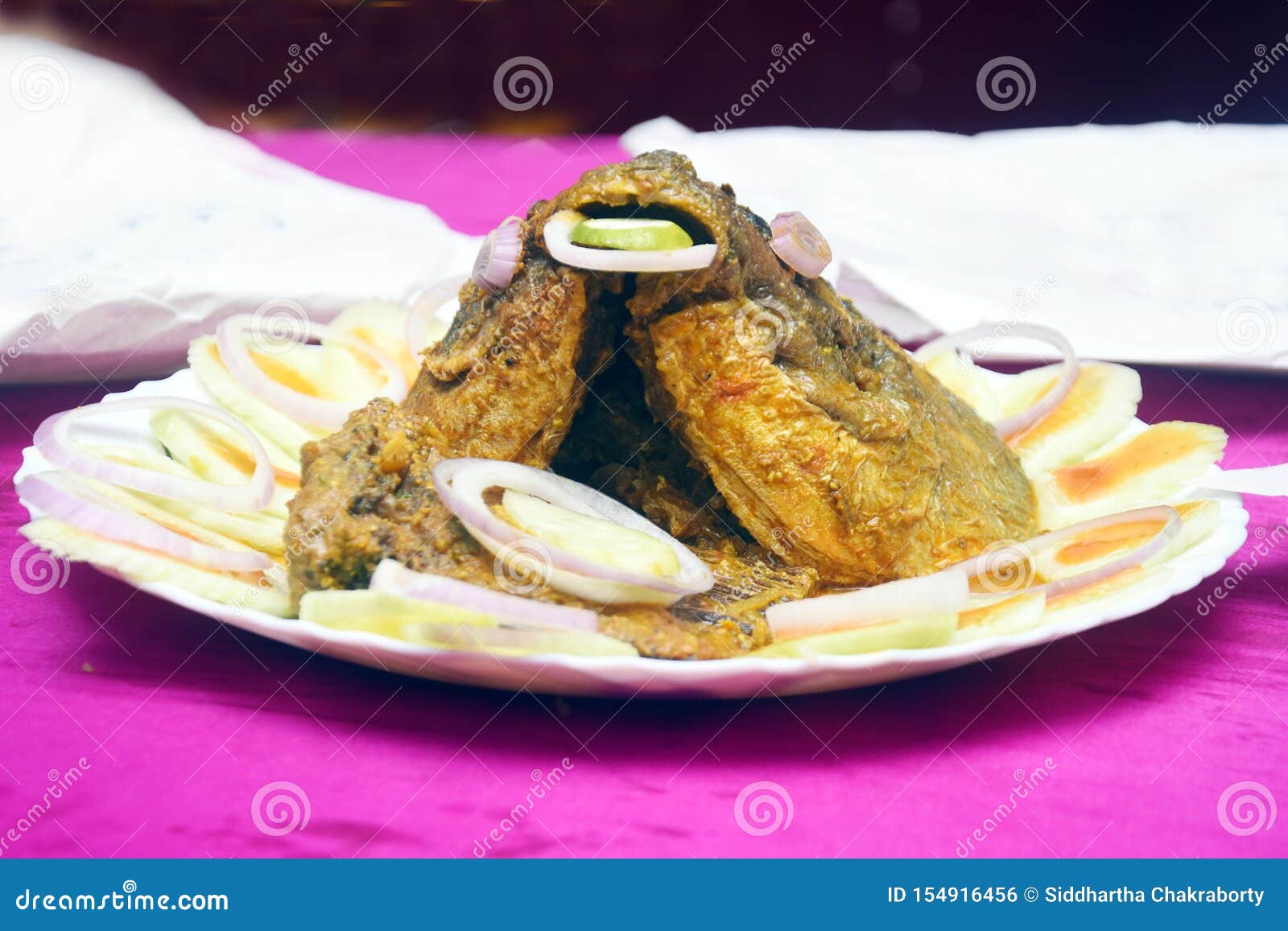 The Fish Head Fried & Cooked . Stock Photo - Image of long, fish: 154916456