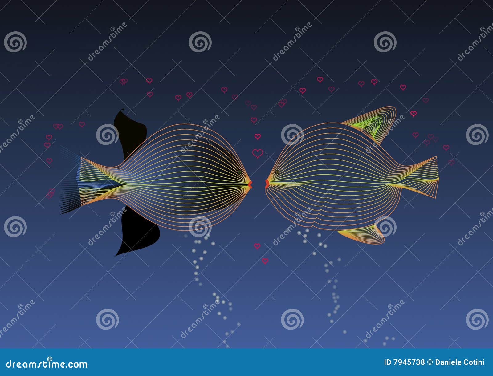 Fish and heart stock illustration. Illustration of romantic - 7945738