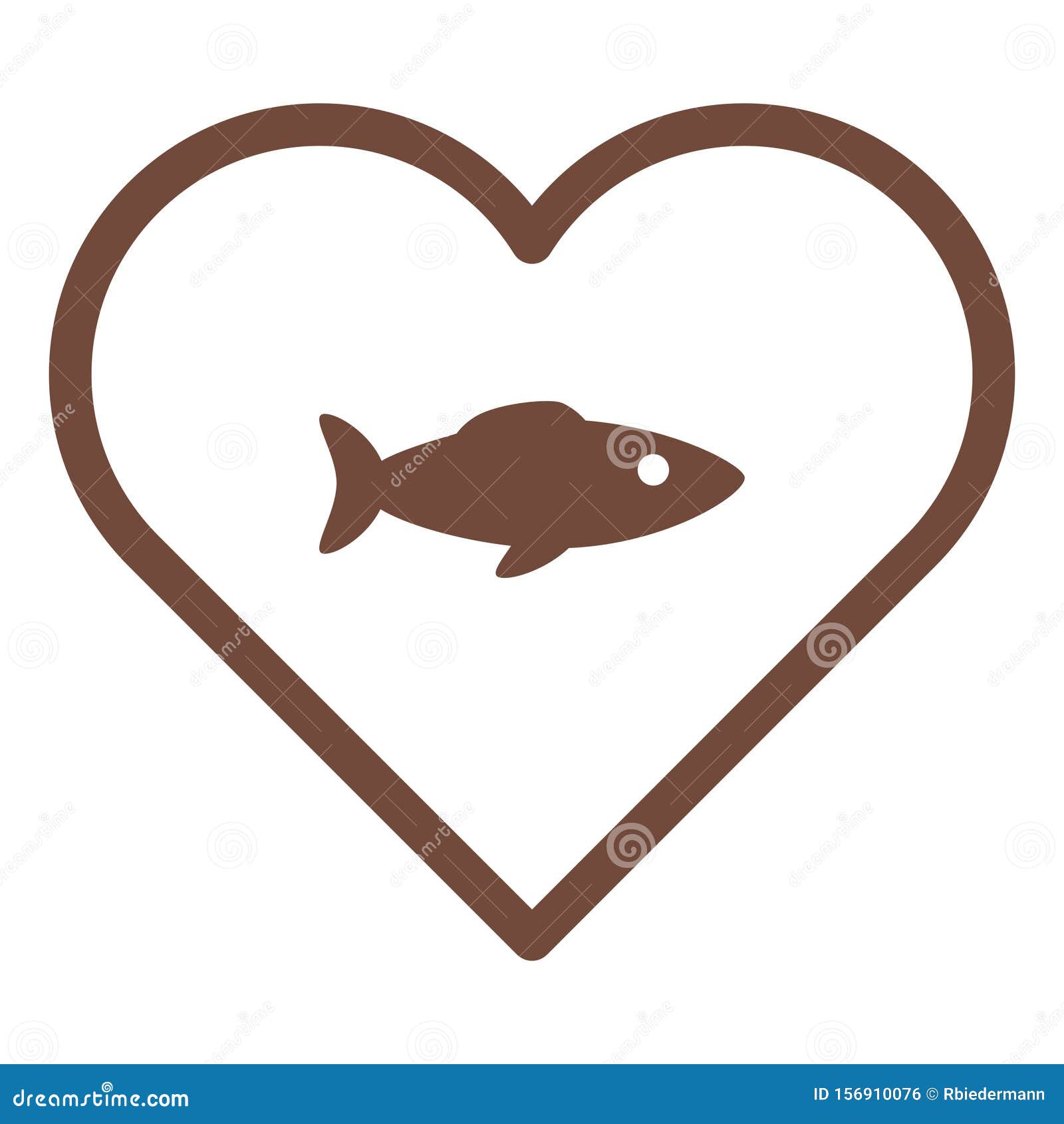 Fish and heart stock vector. Illustration of symbol - 156910076