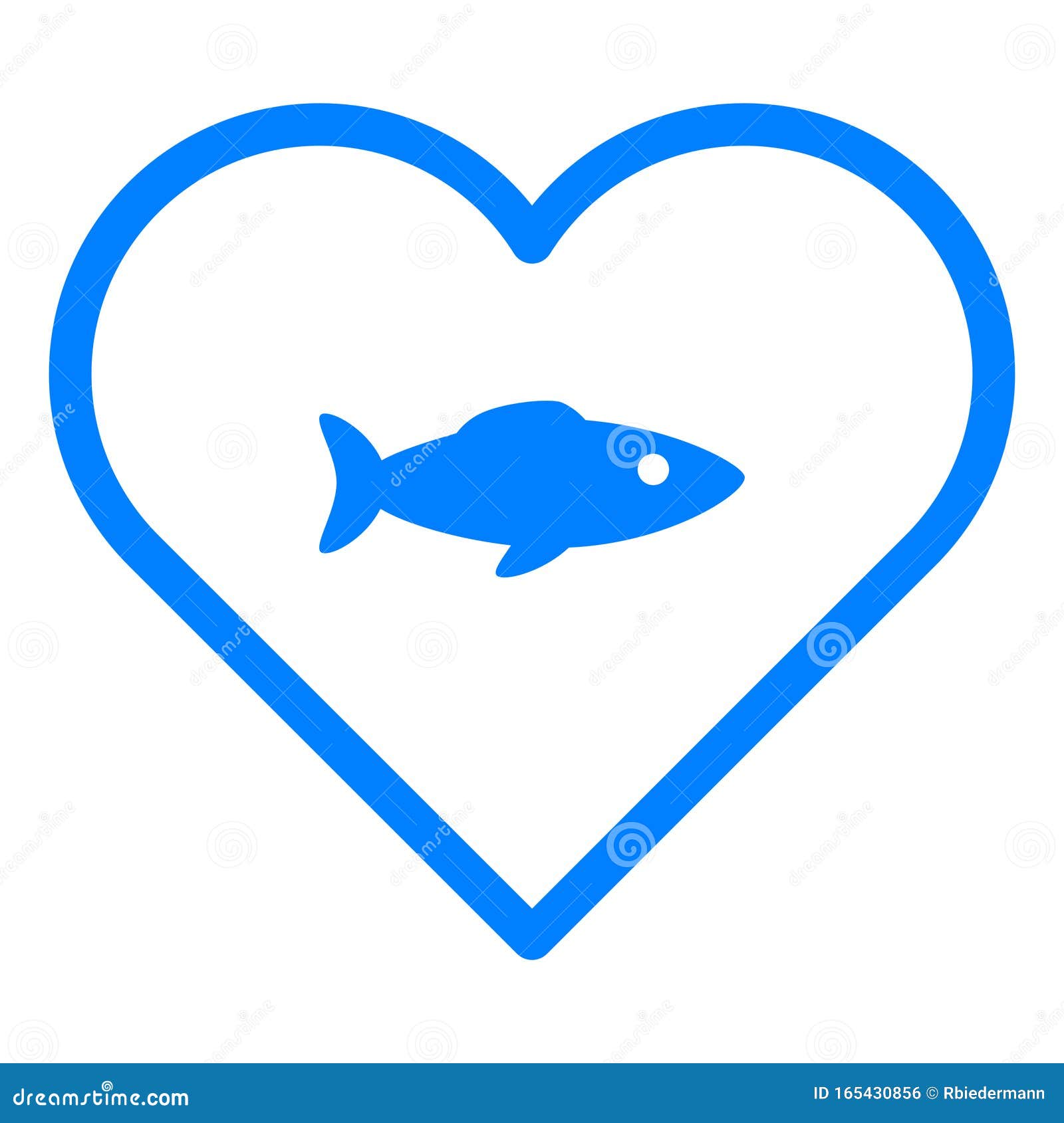 Fish and heart stock vector. Illustration of blue, love - 165430856