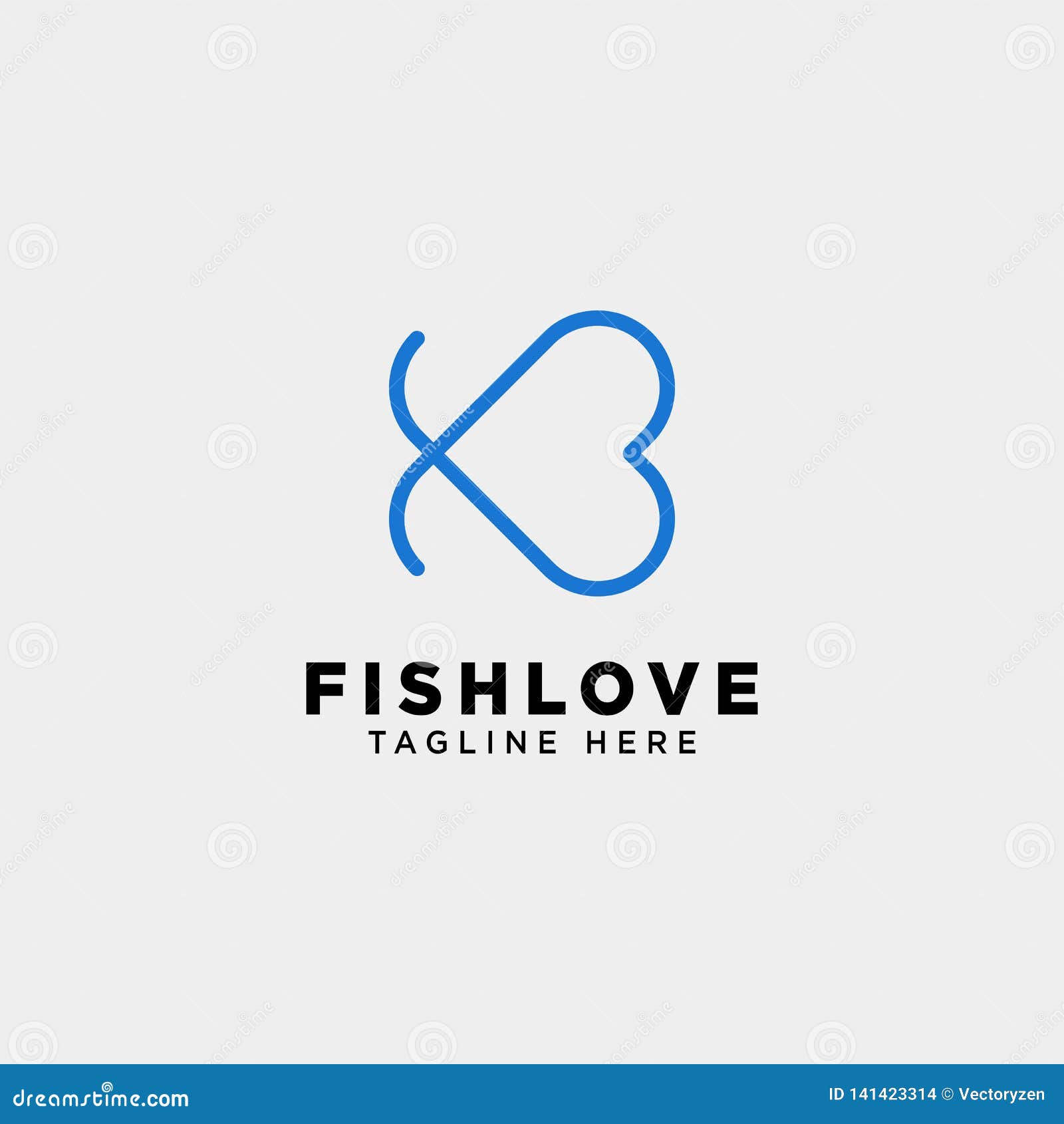 Fish Heart Line Logo Template Vector Illustration Icon Element Stock ...