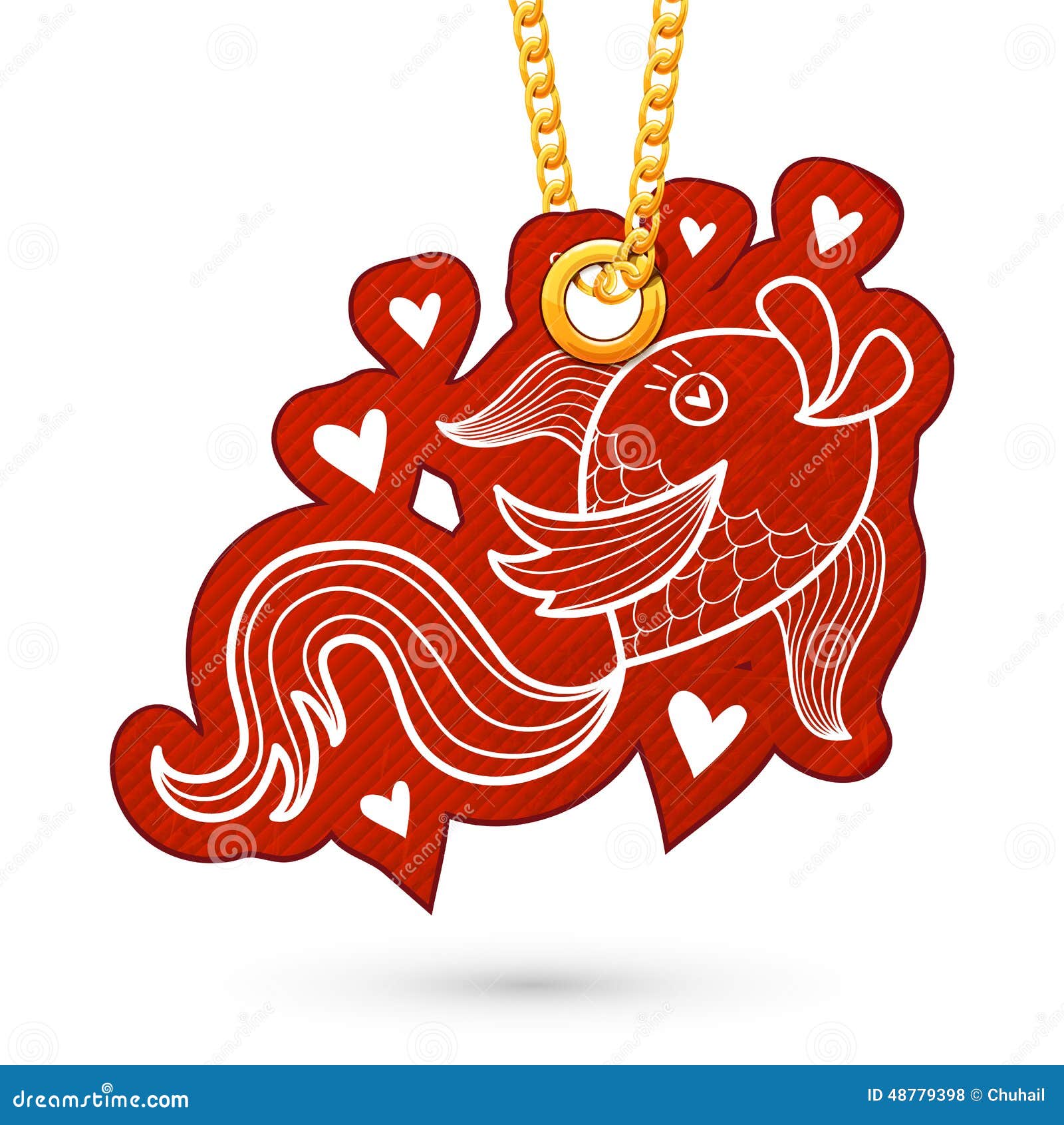 Fish and hearts. stock vector. Illustration of border - 48779398