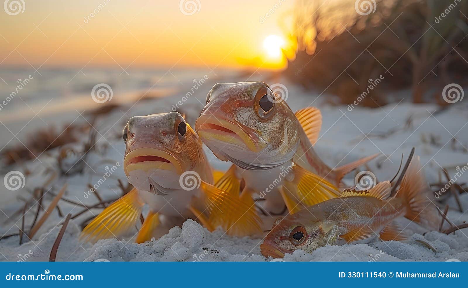 The Fish and Her Babies are Looking Beautiful on the Beach Stock Photo ...