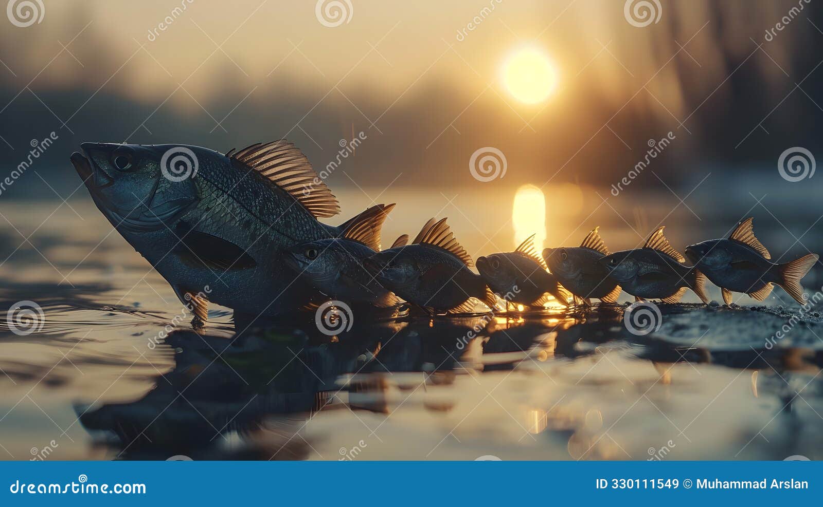 The Fish and Her Babies are Looking Beautiful on the Beach Stock Image ...
