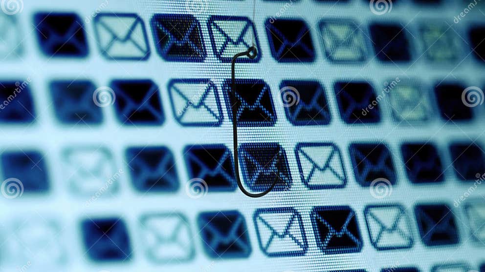 Fish Hook Against Mail Bacround Phishing Concept Stock Photo - Image of ...