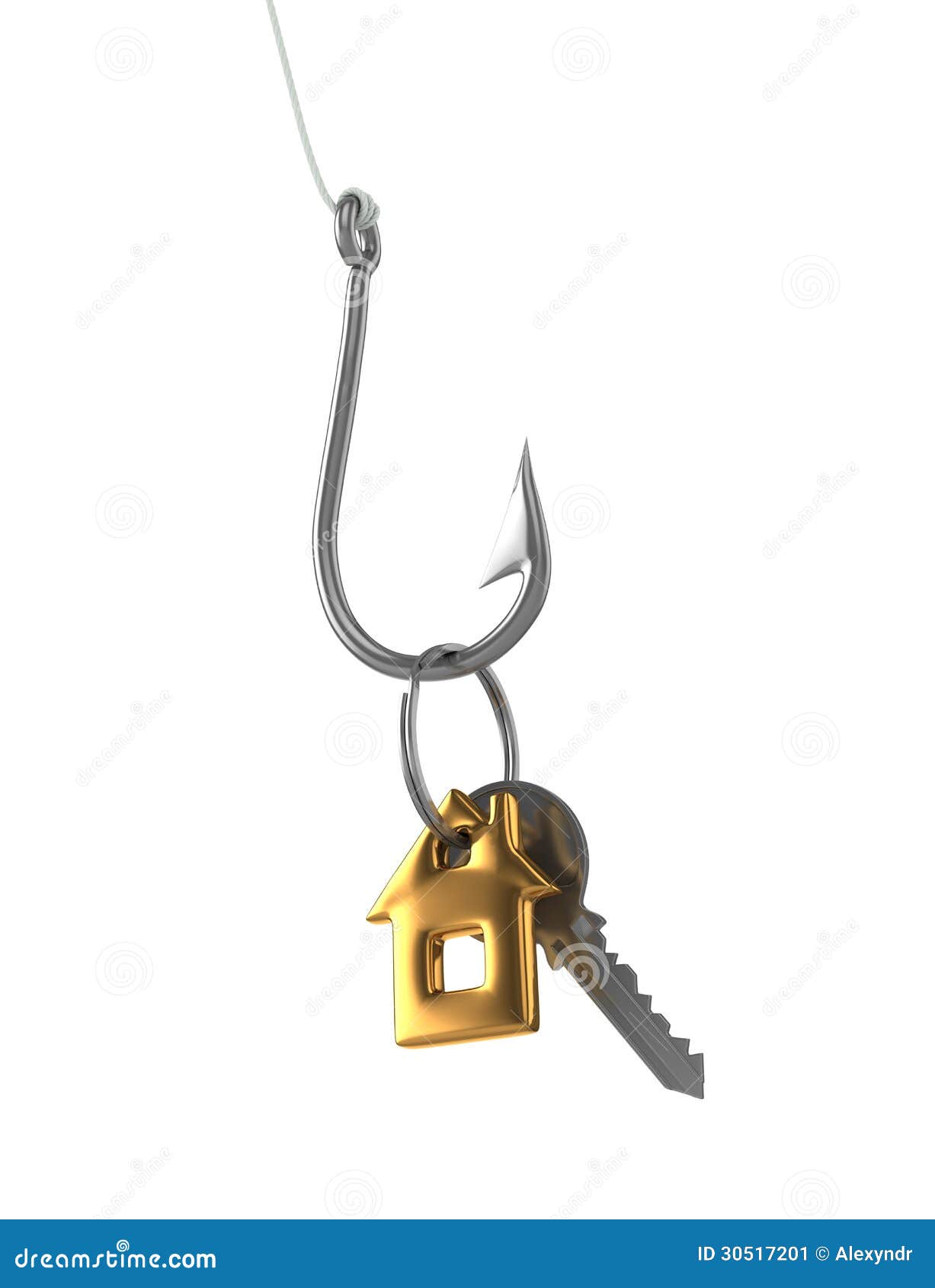 Fish Hook Baited with House Key Stock Illustration - Illustration of ...