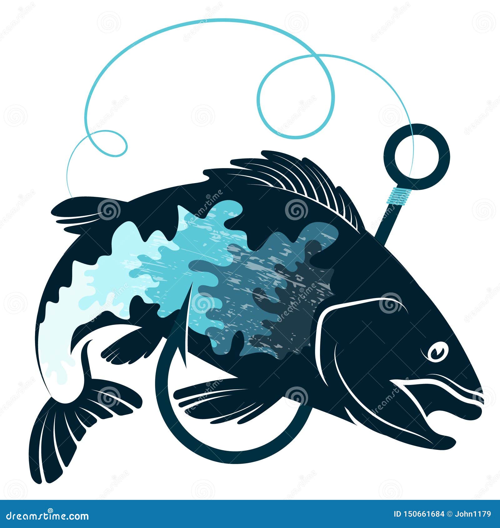 Fish and hook design stock illustration. Illustration of drop - 150661684